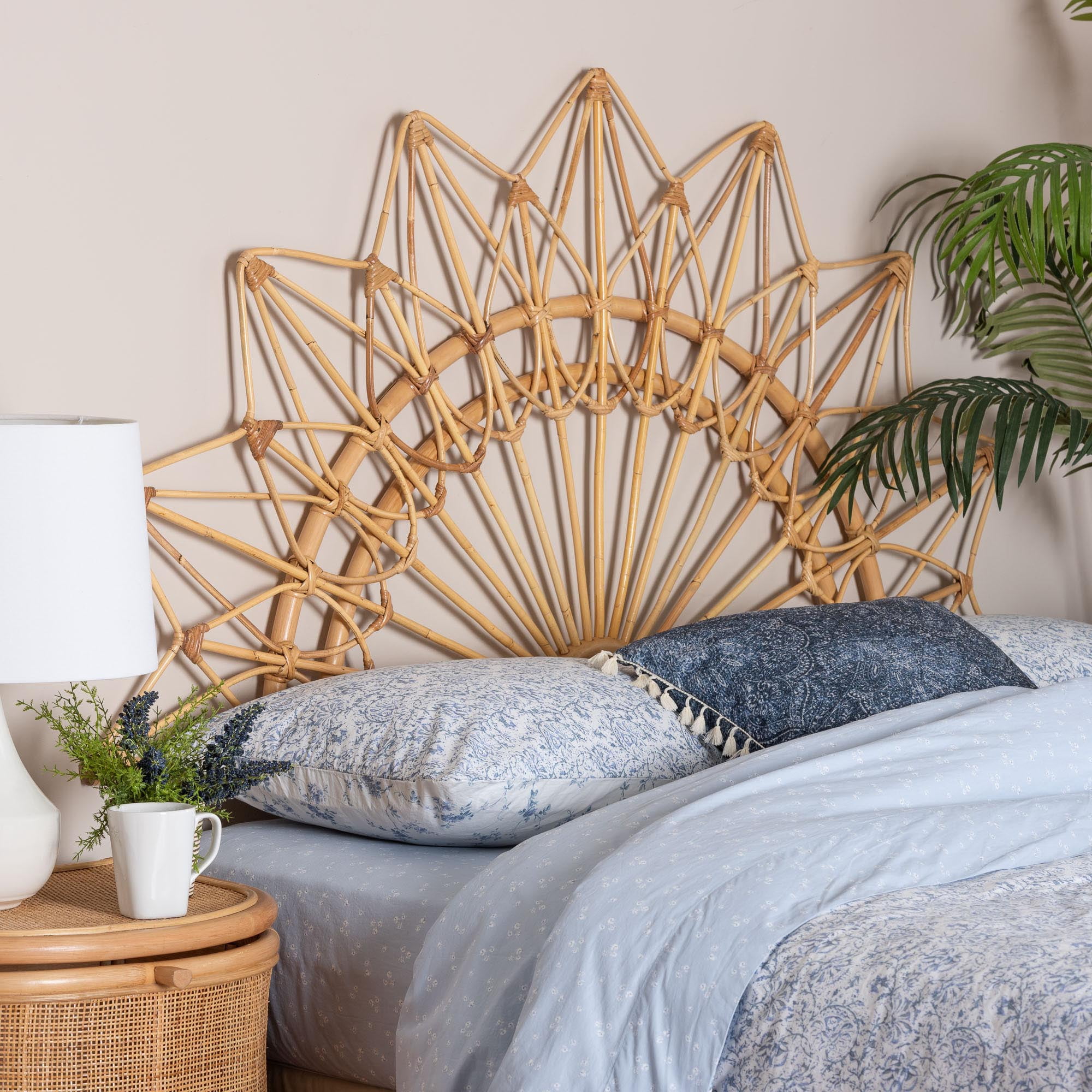 bali & pari Solara Boho Wall-Mount Headboard, Queen, Natural Brown ...