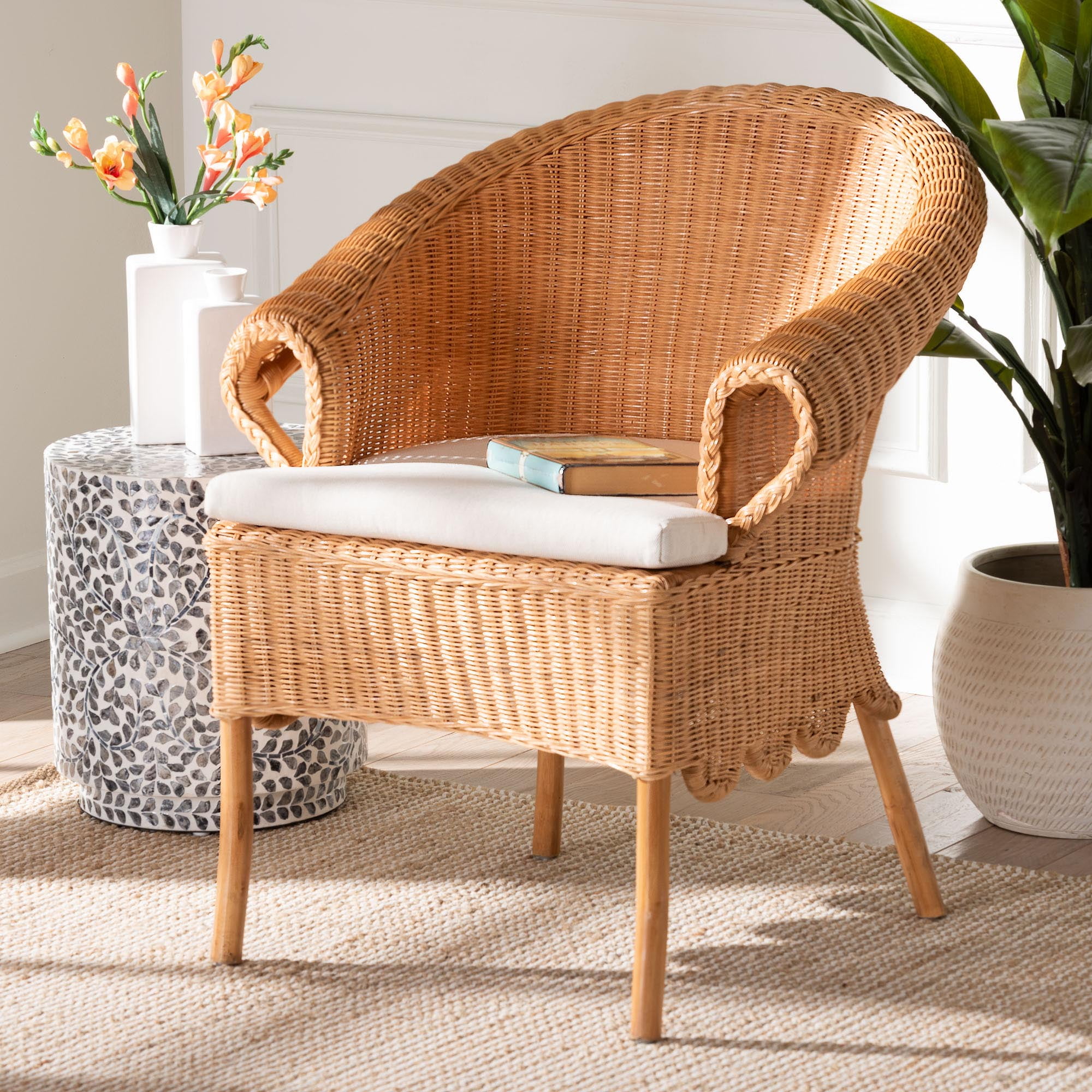 Bali & Pari Tamara Boho Dining Chair - Handcrafted Rattan - Walmart.com
