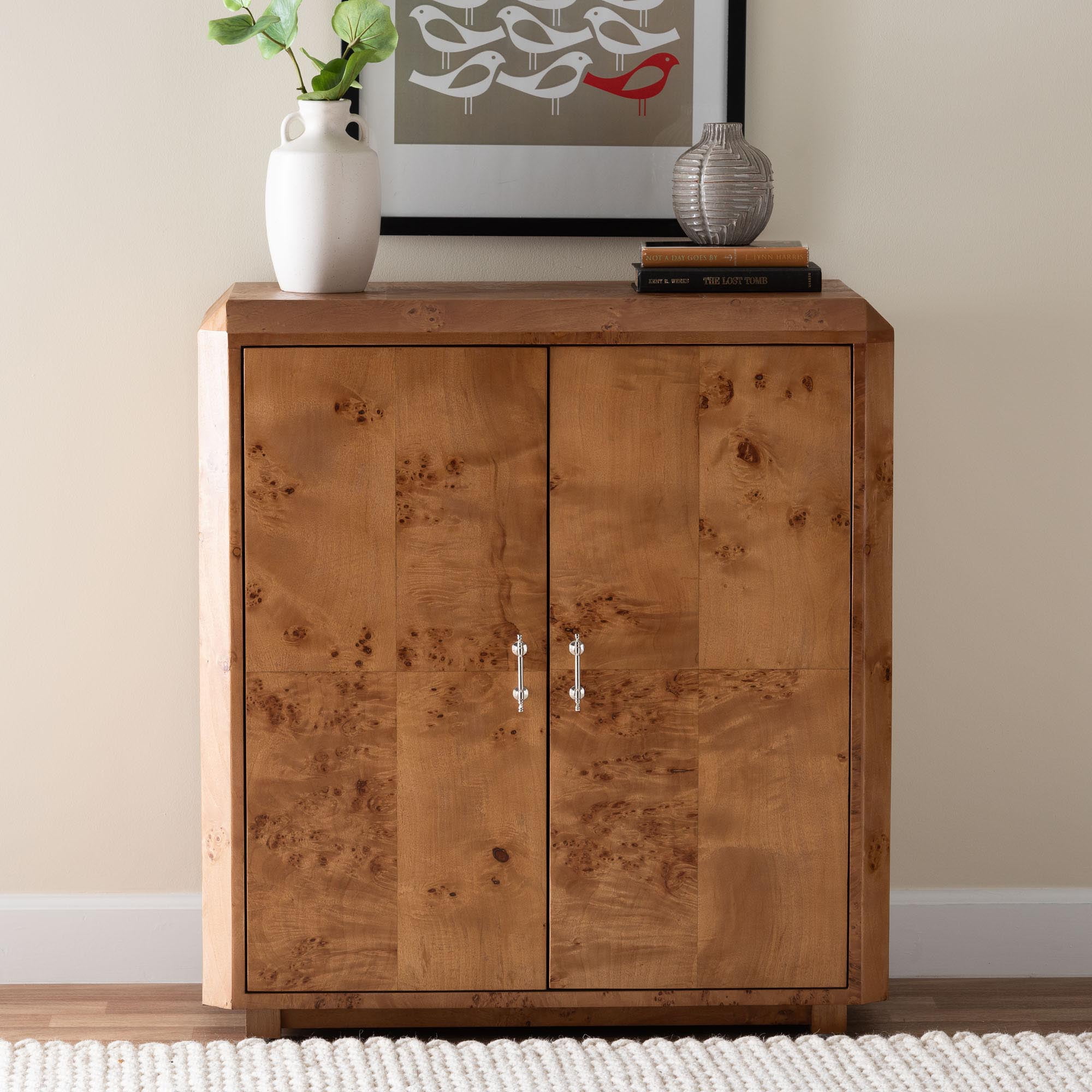 Valora Modern Console Cabinet - Natural Burl Wood - Walmart.com
