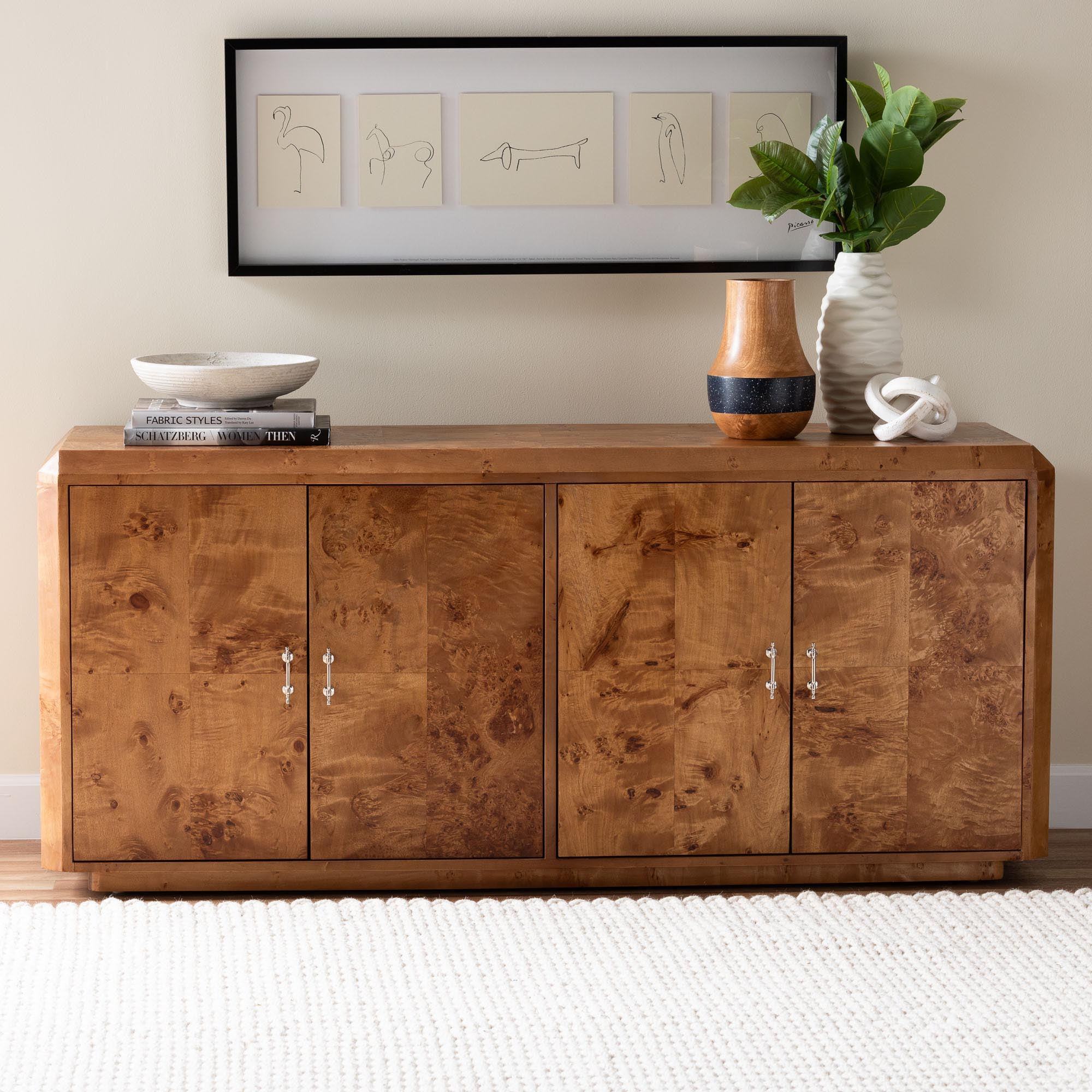 Valora Modern Sideboard Buffet - Natural Burl Wood - Walmart.com