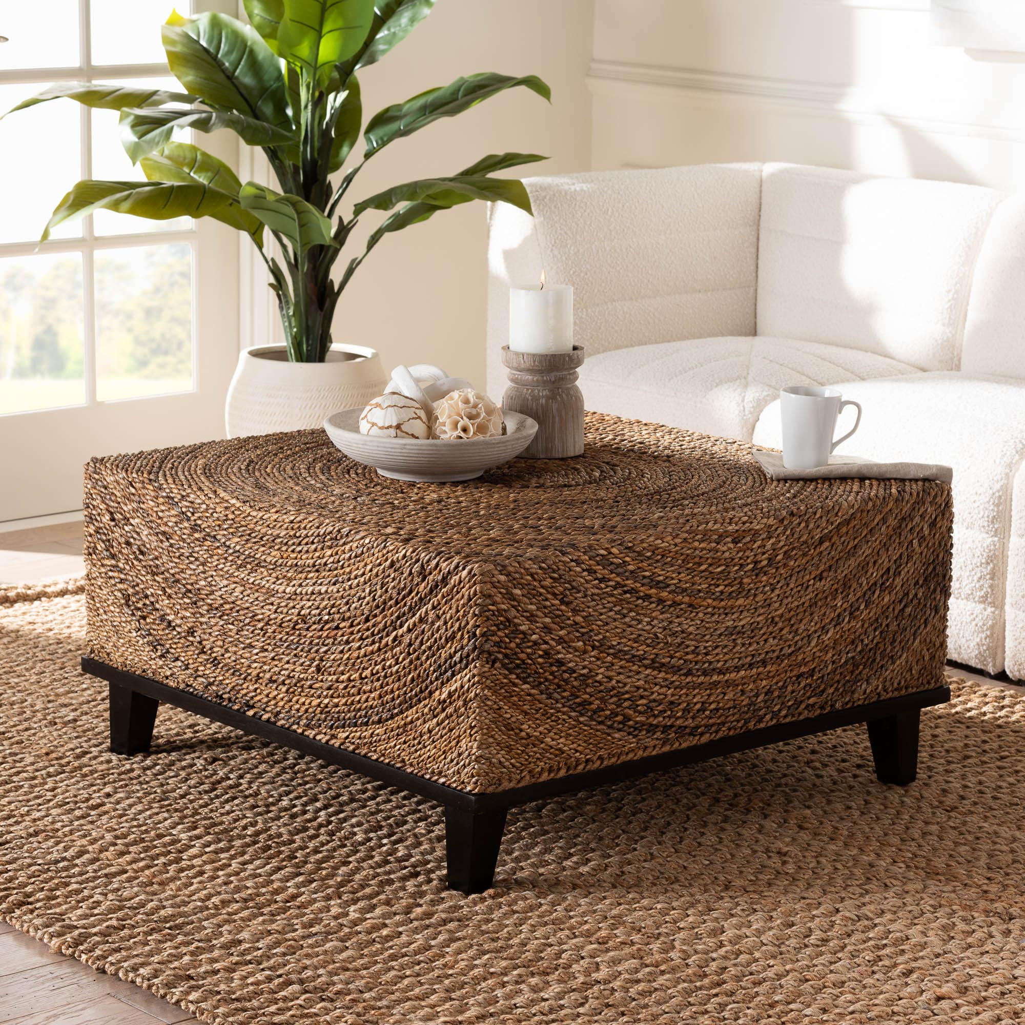bali & pari Boho Square Abaca Acacia Wood+Plywood Coffee Table ...