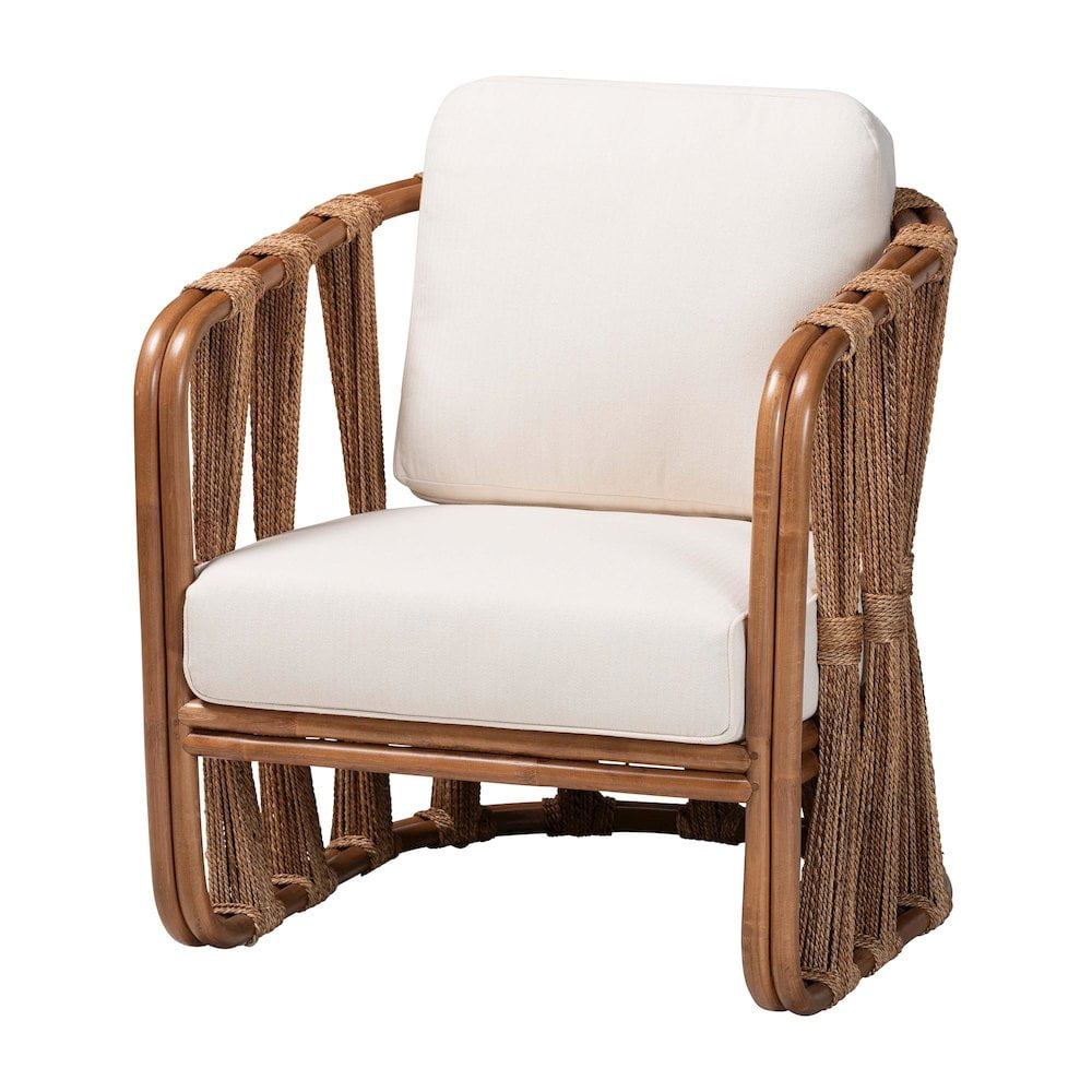 bali & pari Westham Bohemian Natural Rattan and Seagrass Arm Chair ...