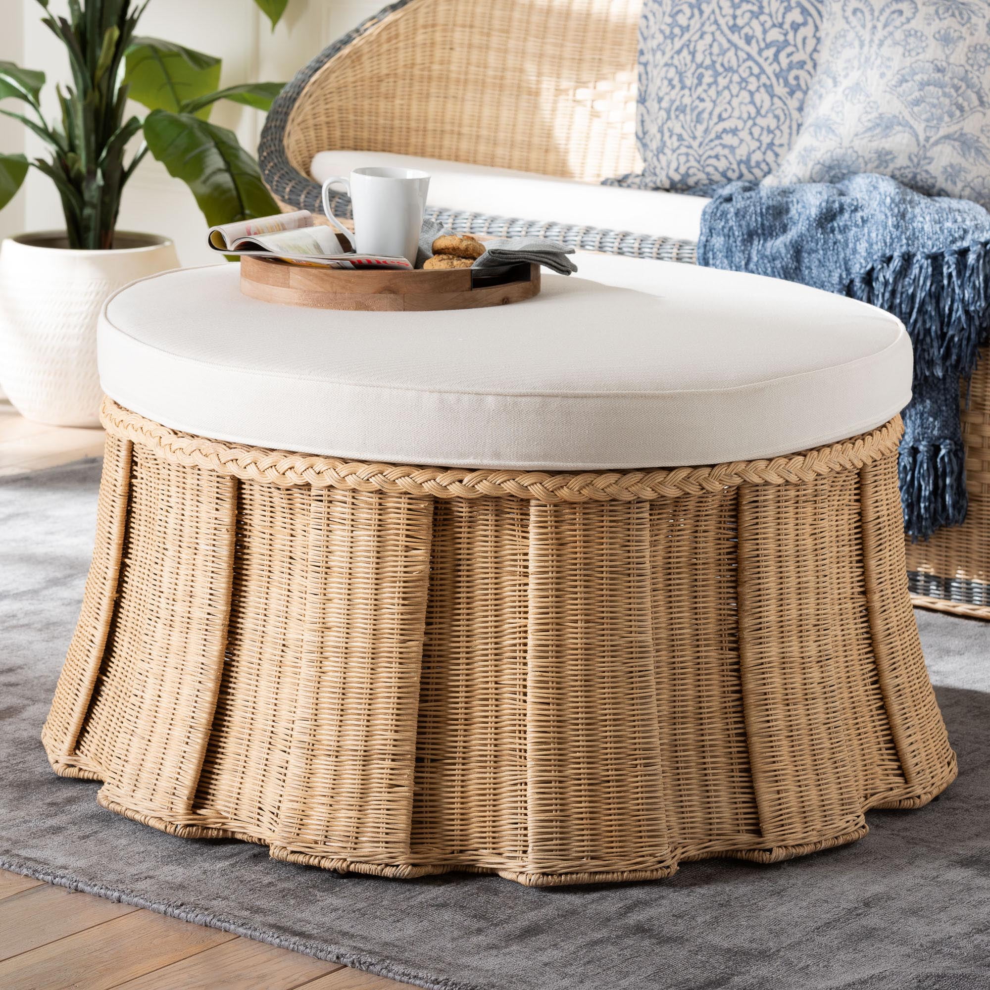 bali & pari Ying Boho Ottoman, Large, Natural Brown - Walmart.com