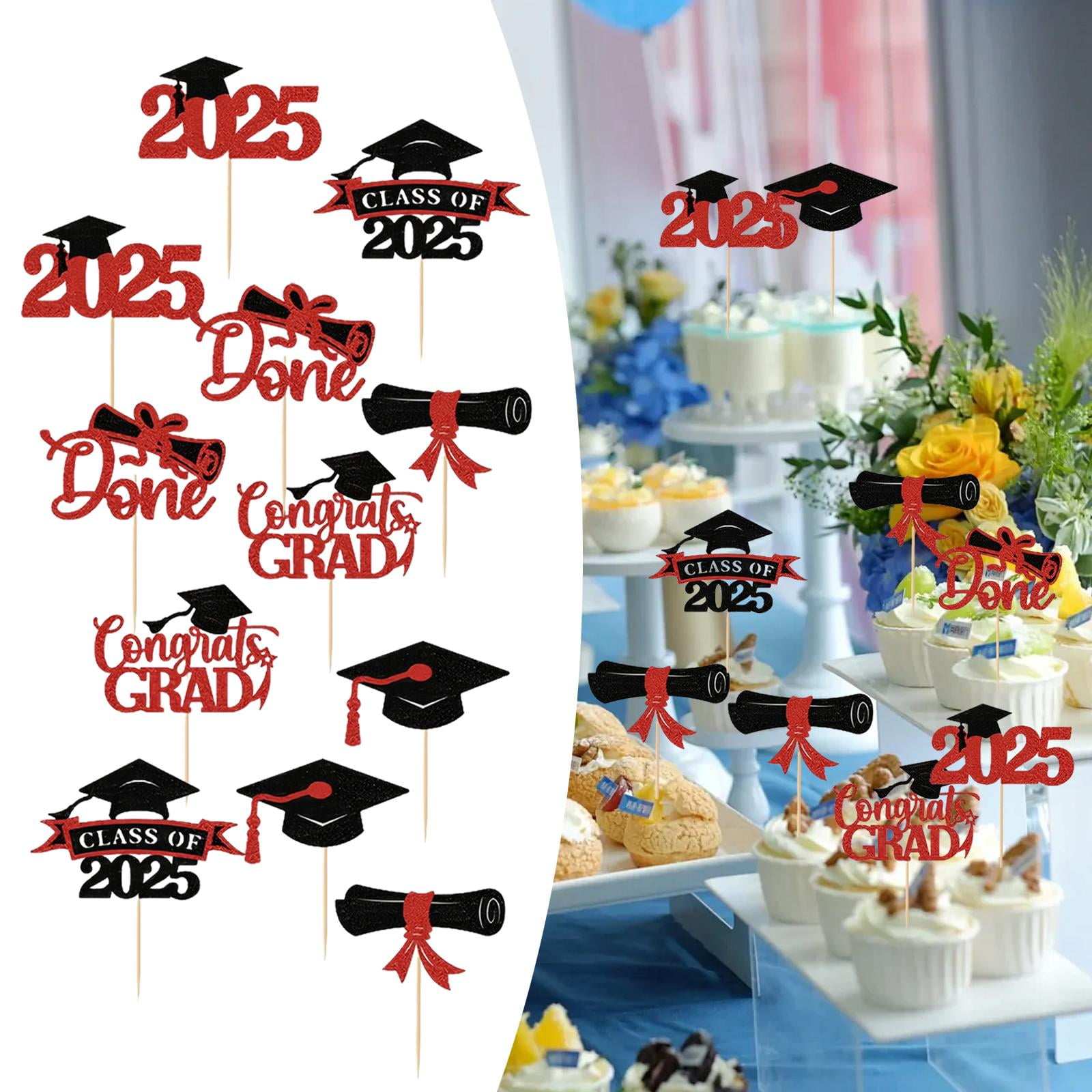balikha 12 Pieces Graduation Cupcake Toppers 2025, Graduation Theme ...
