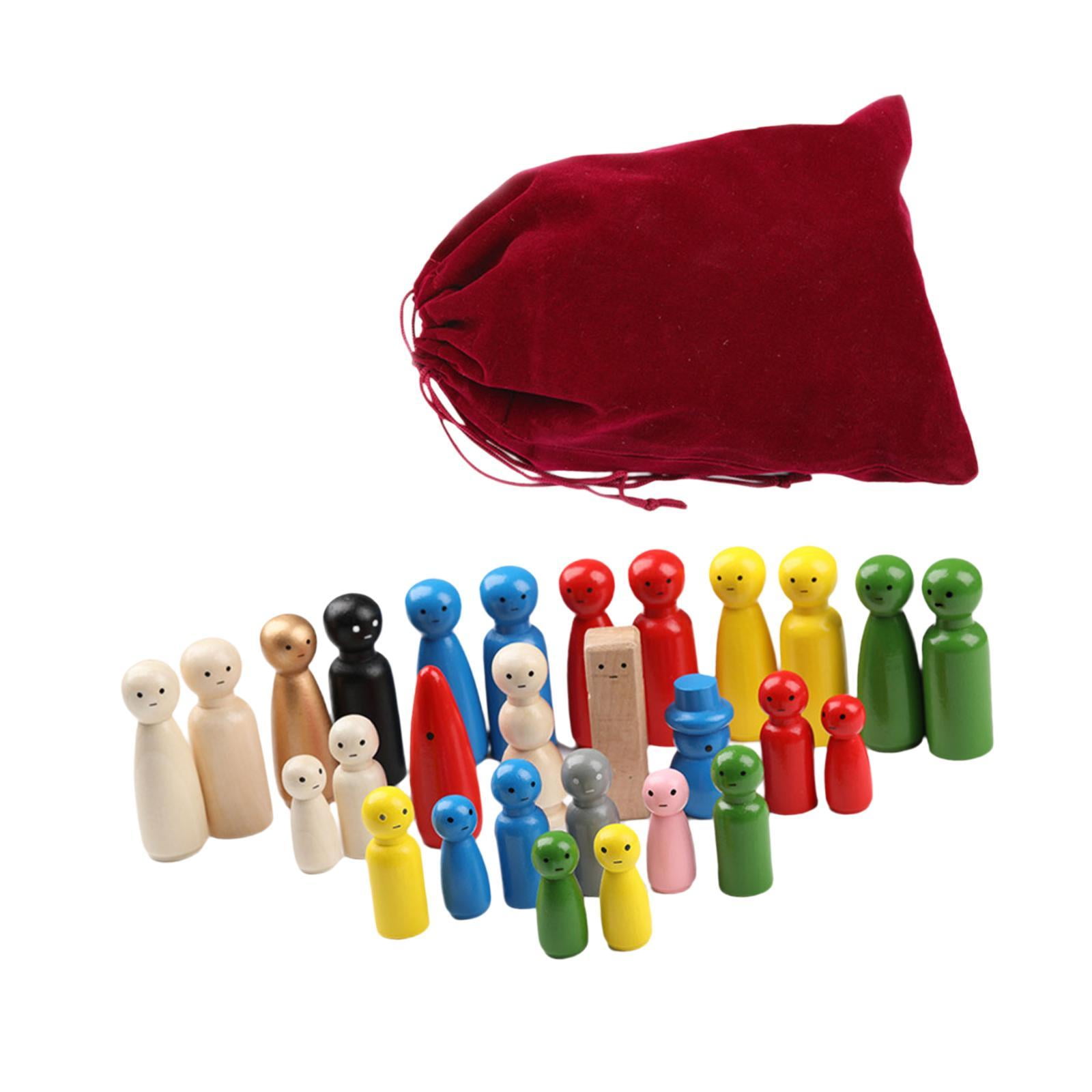 balikha 28Pcs Wooden Peg Dolls Crafts Wooden People Figures for Adults ...