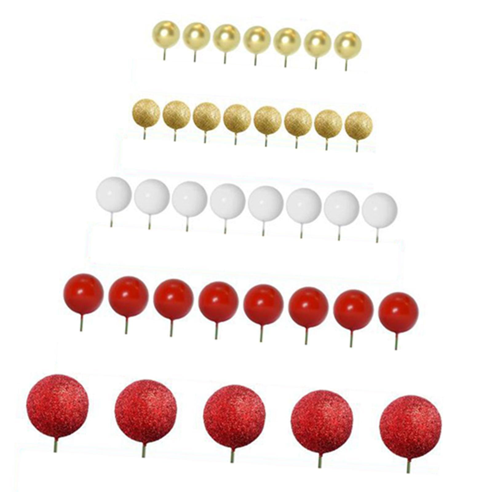 balikha 50Pcs Cake Topper Balls Foam Balls Cupcake Topper Sticks Cake ...