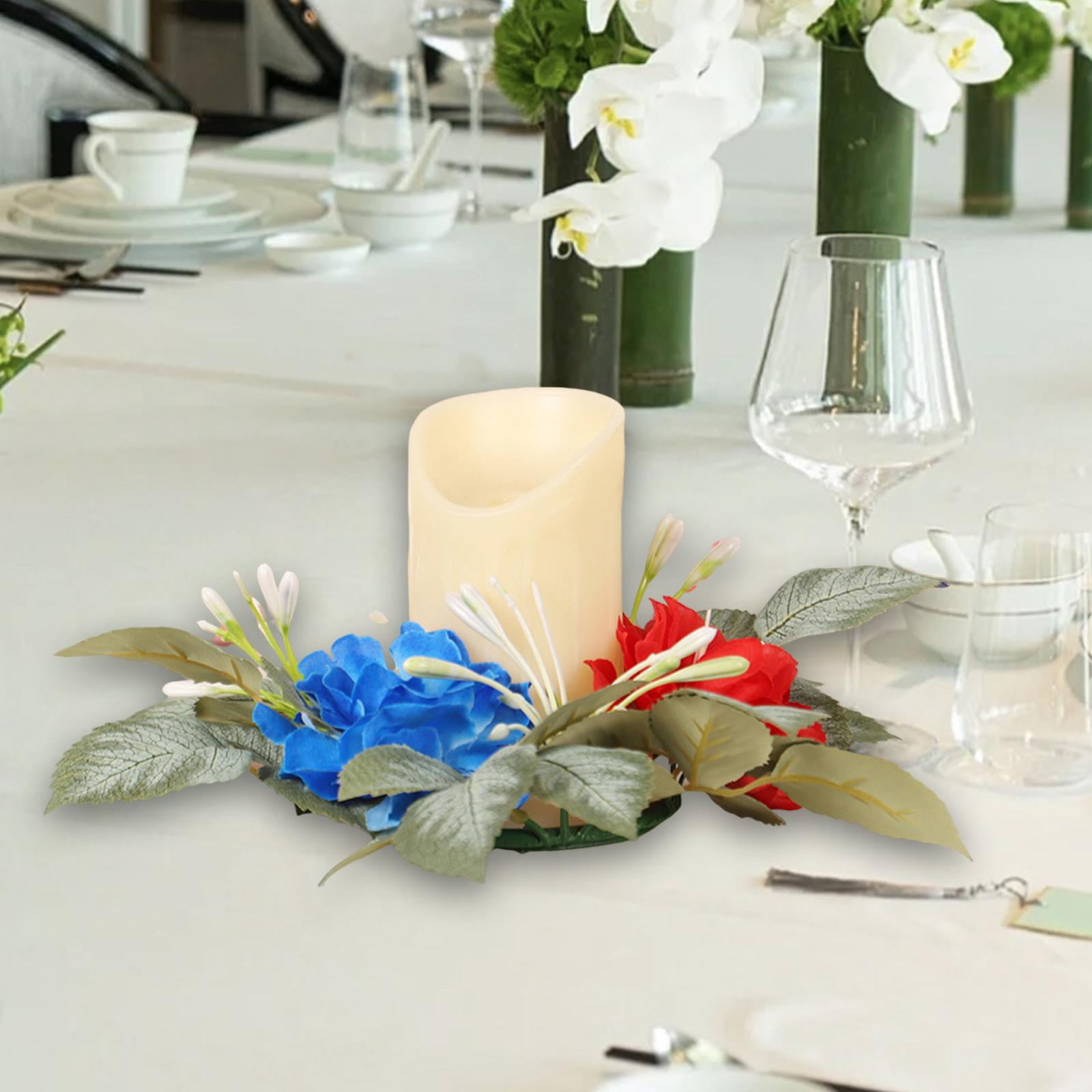 balikha Candle Rings Wreath Artificial Hydrangea Wreath Candles Wreath ...