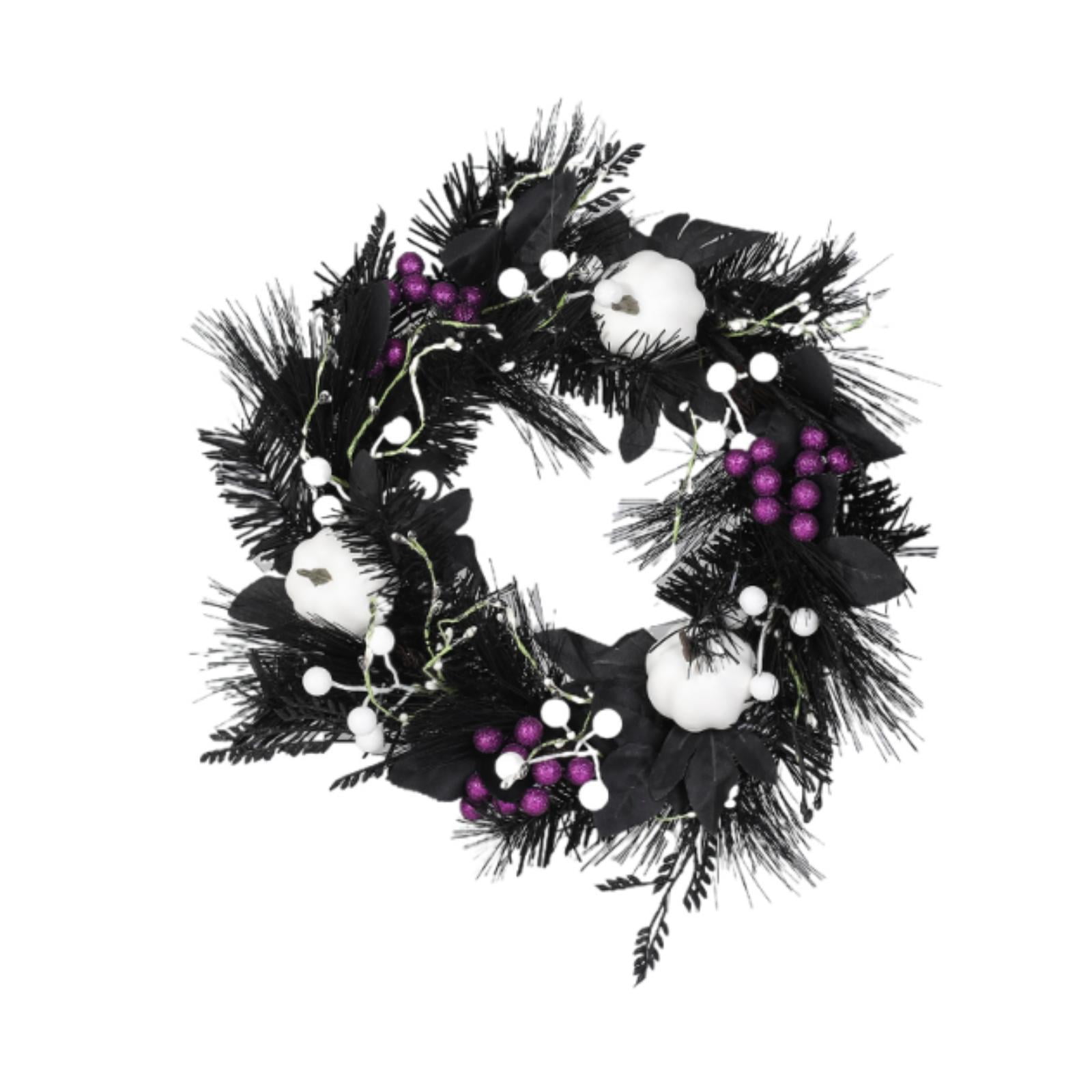 balikha Halloween Wreath Front Door Wreath with White Pumpkins ...