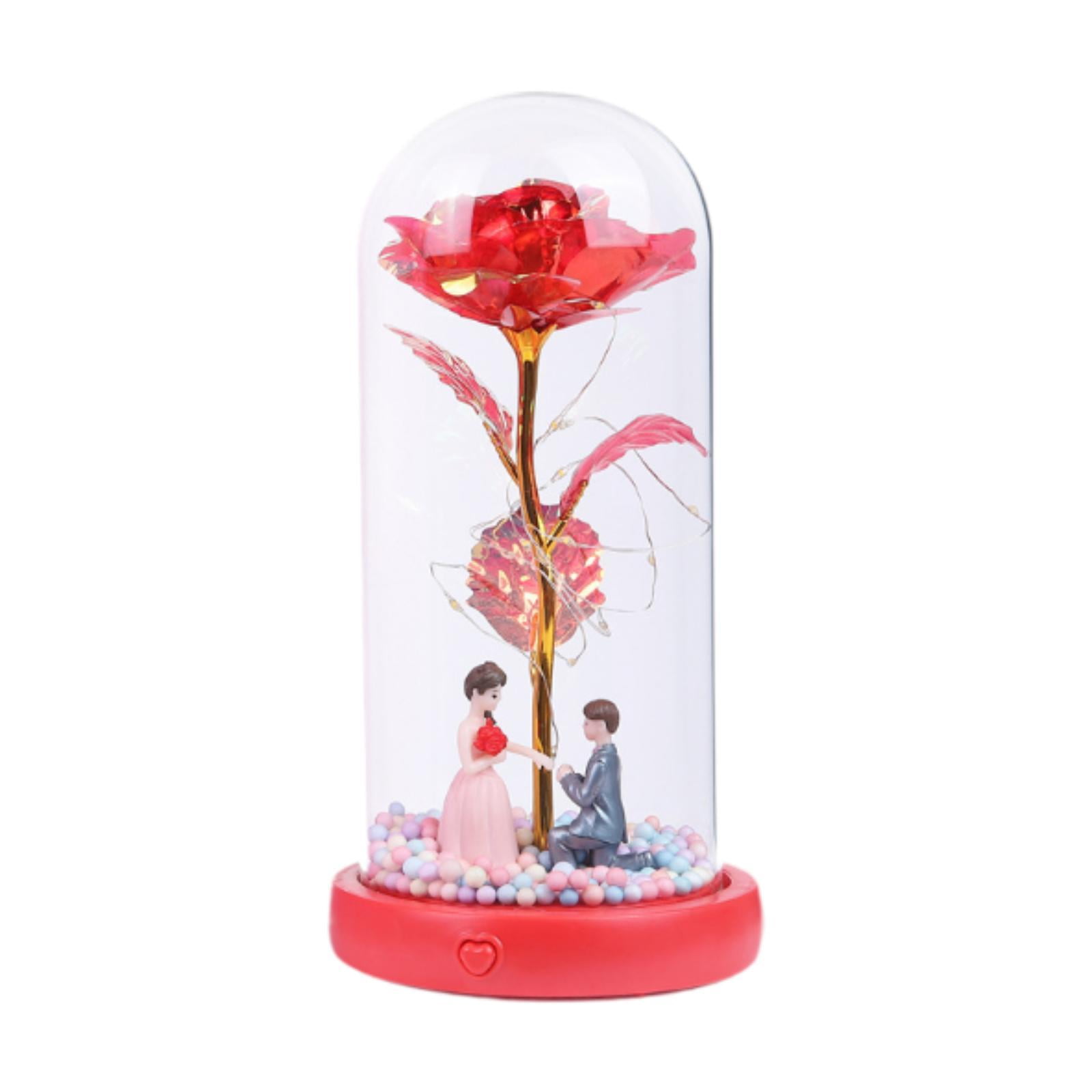 balikha Light up Rose in Glass Dome Night Light with Music, Birthday ...
