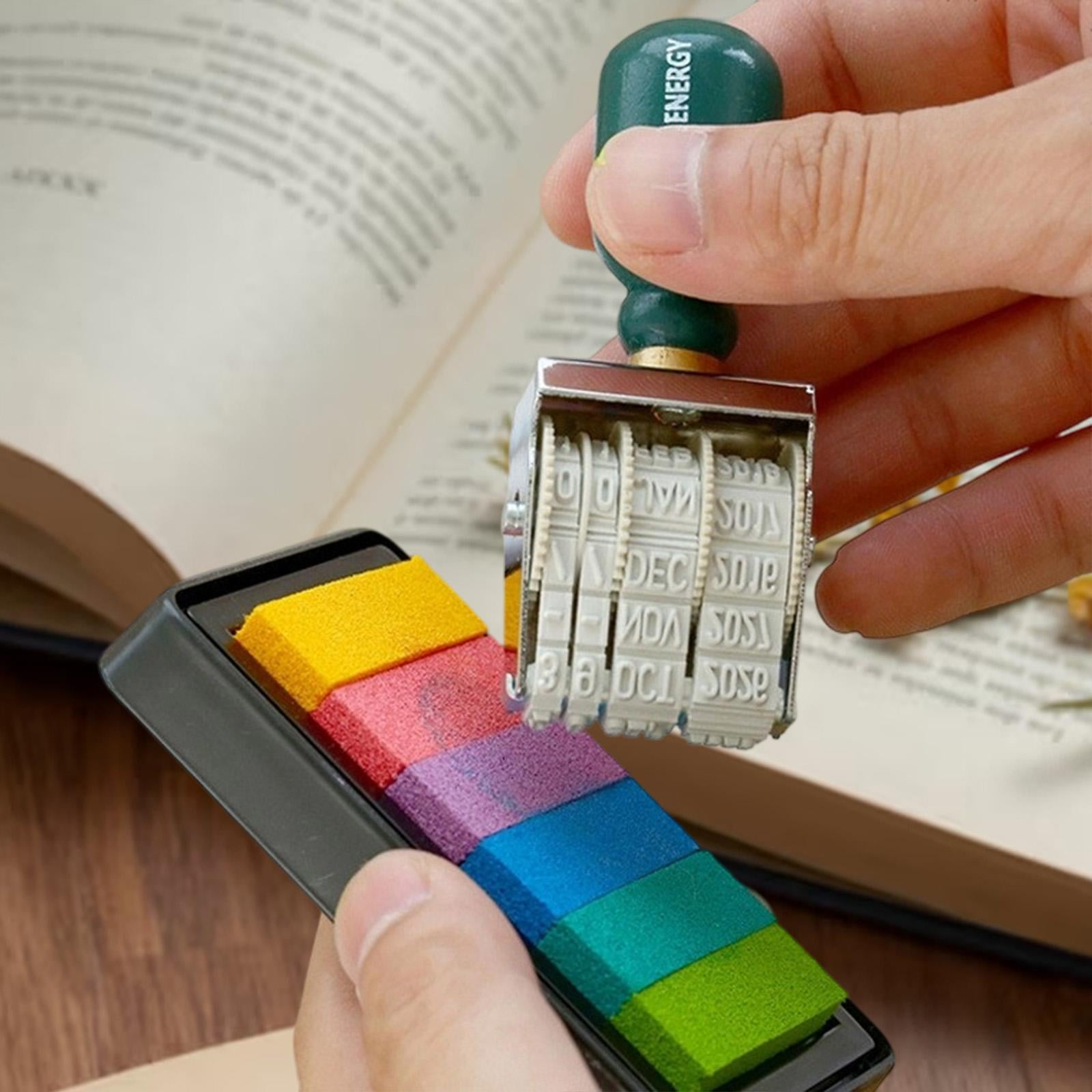 balikha Roller Date Stamp with Wooden Handle and Base Compact Vintage ...