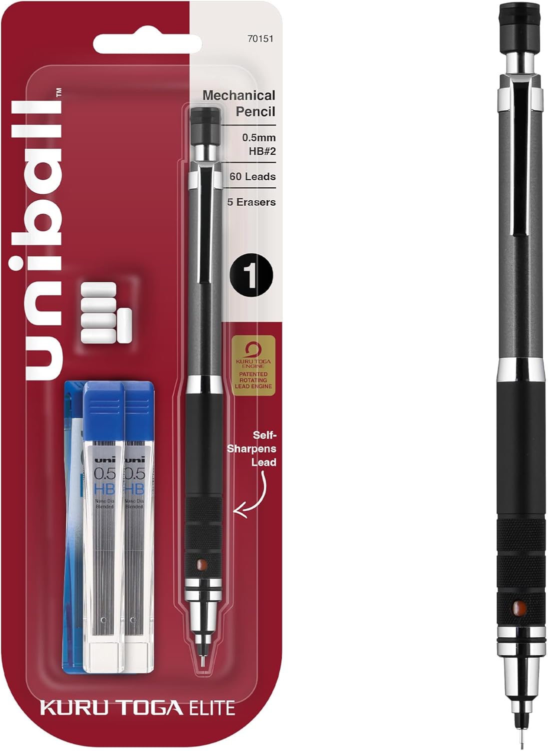 ball Kuru Toga Elite Mechanical Pencil Starter Kit, 0.5mm, HB #2, Gun ...
