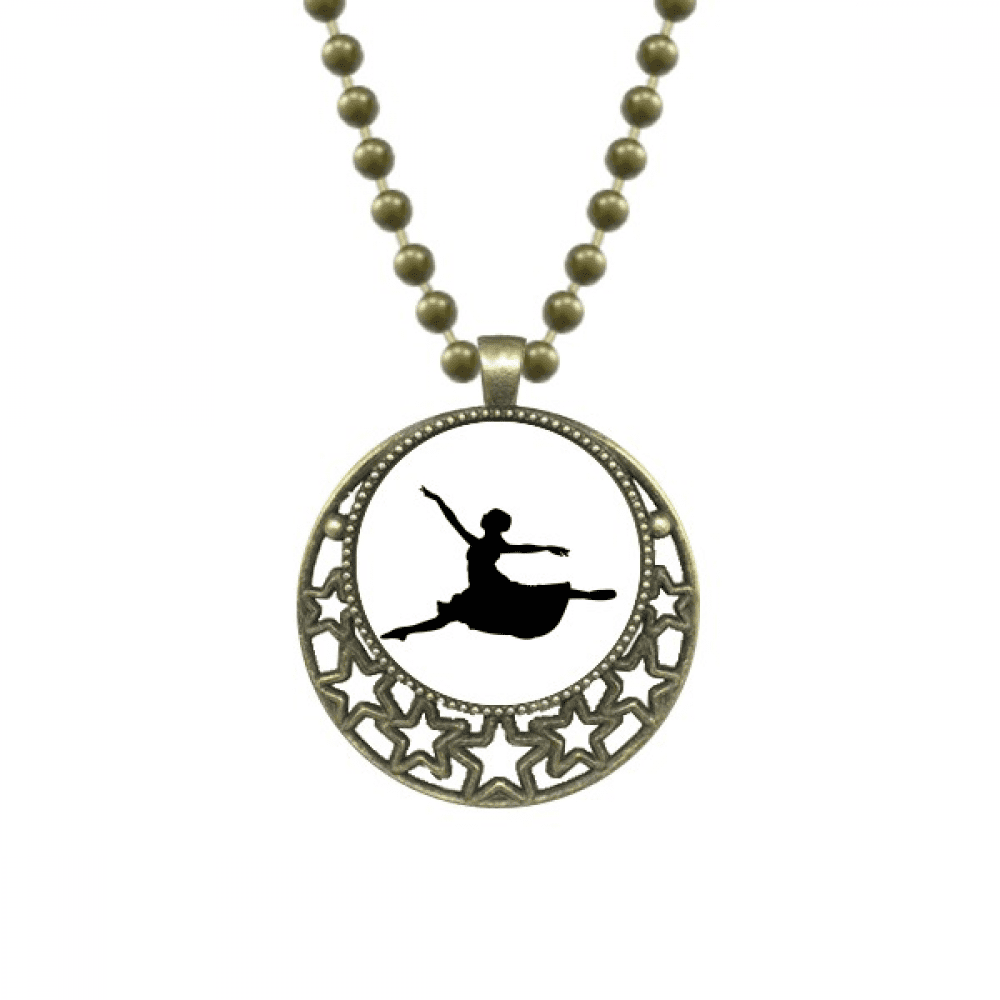 ballet jumping performance dancer pendant star necklmoon chain jewelry ...