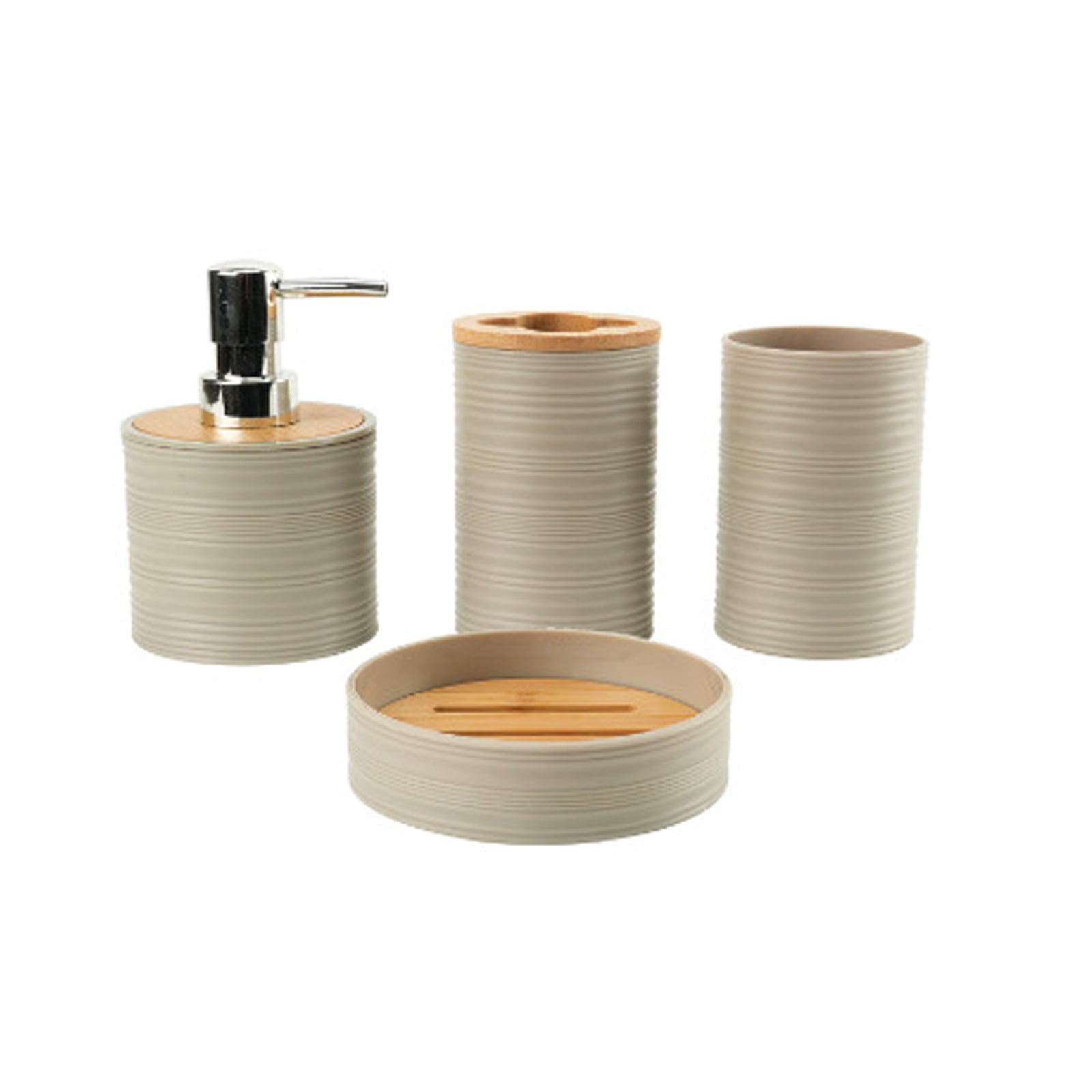 bamboo-Lid Bathroom Storage framewo4PCS Polymer Set With Soap Dish ...