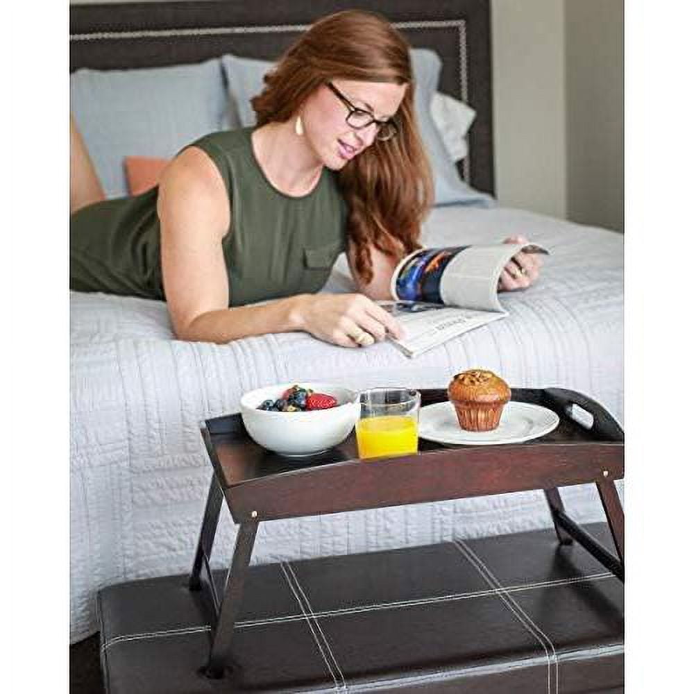 bamboo bed tray - wooden curved sides breakfast serving tray with ...