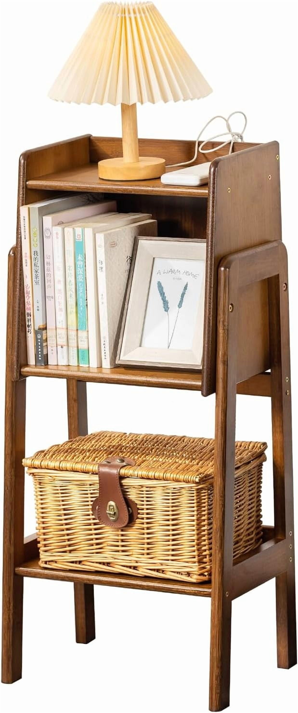 **bamboo bookcase with cabinet, natural end table with 1-tier storage ...