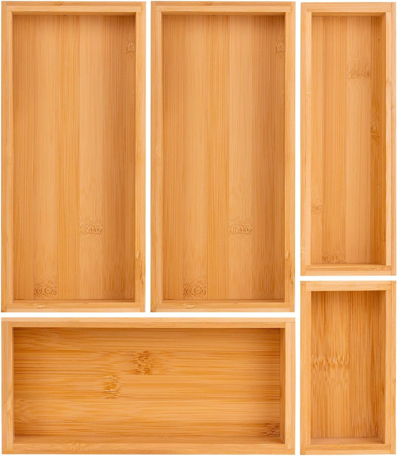 bamboo drawer organizer Set，expandable drawer dividers,wooden storage ...