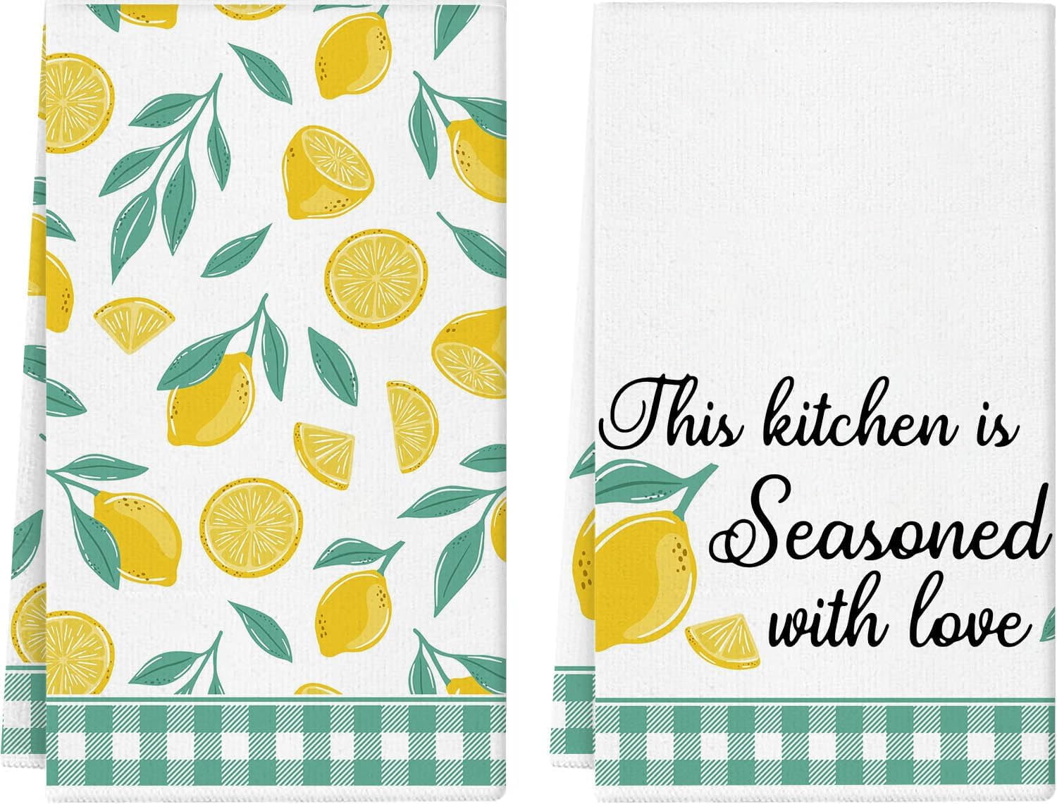 bamooi Summer Kitchen Towels 2 Pcs Seasonal Lemon Dish Towels ...
