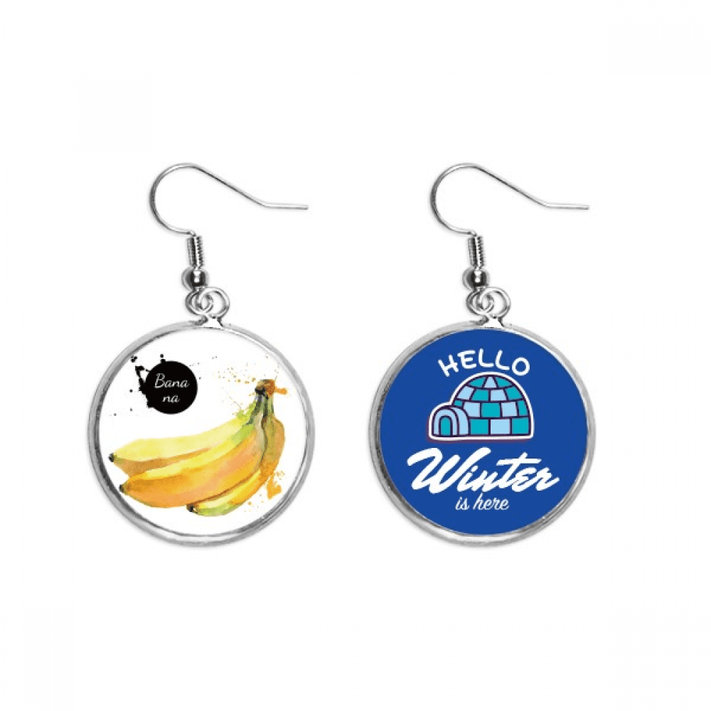 banana watercolor fruit tasty health dangle drop winter ice earring ...