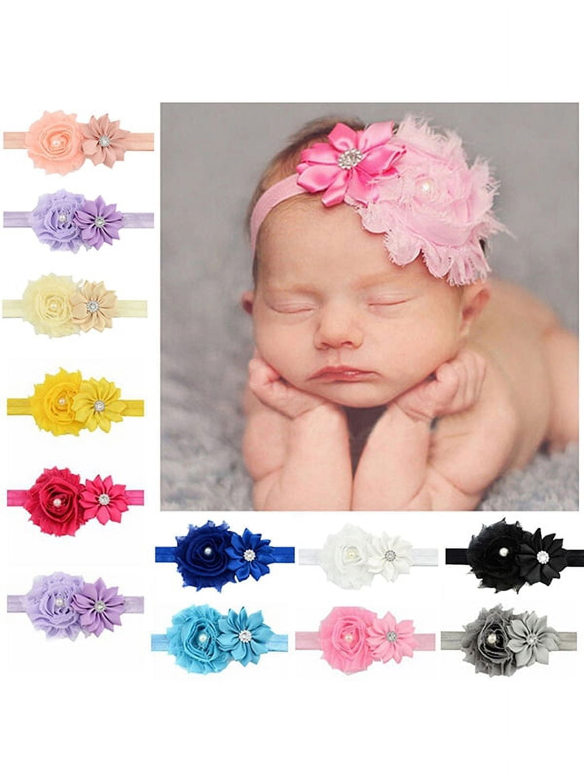 band for Baby Girl, Cute 12 Pieces Hair Bows Clips Flower Ribbon Hair ...