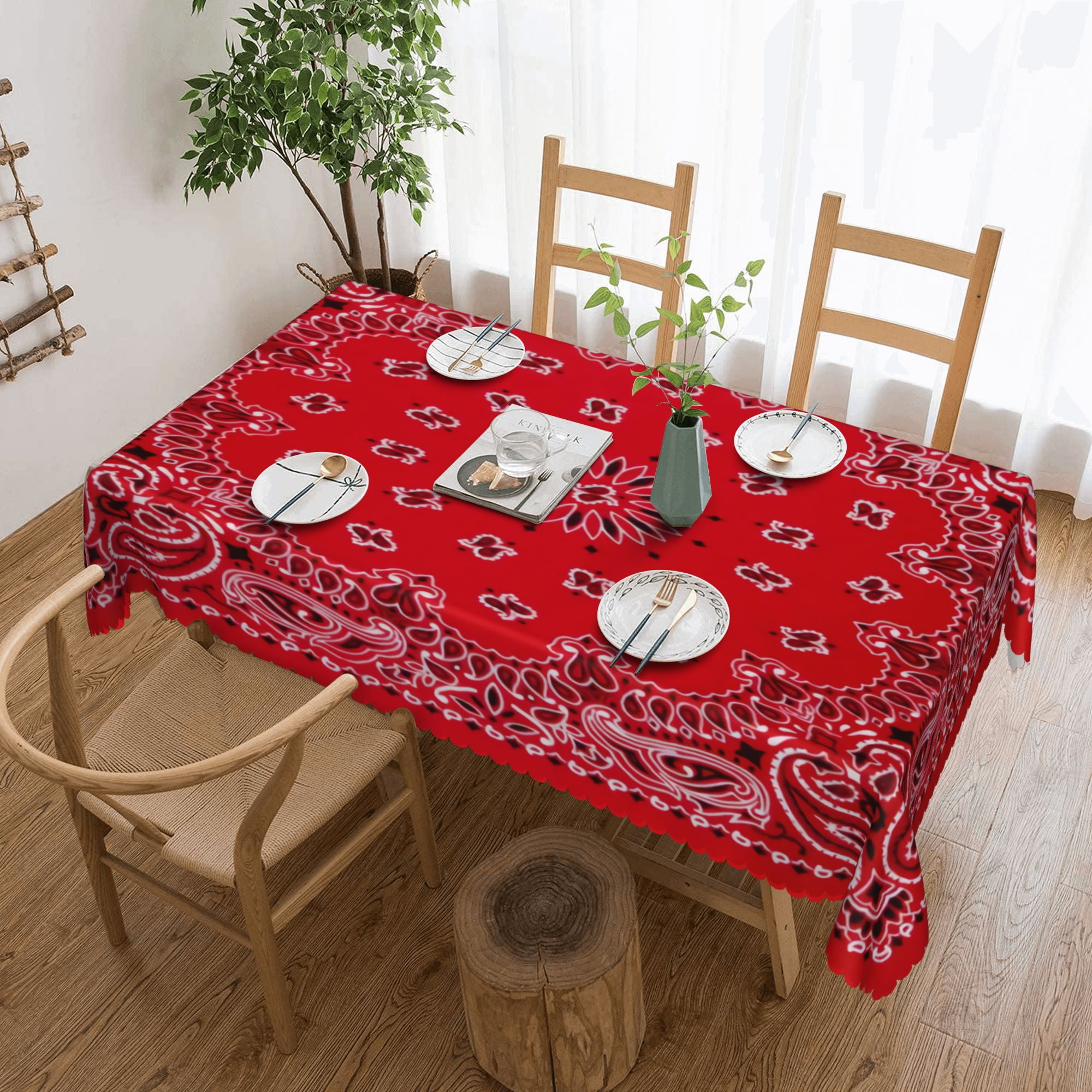 bandana art red southwestern comforters Tablecloth 60x86 Inch, Washable ...