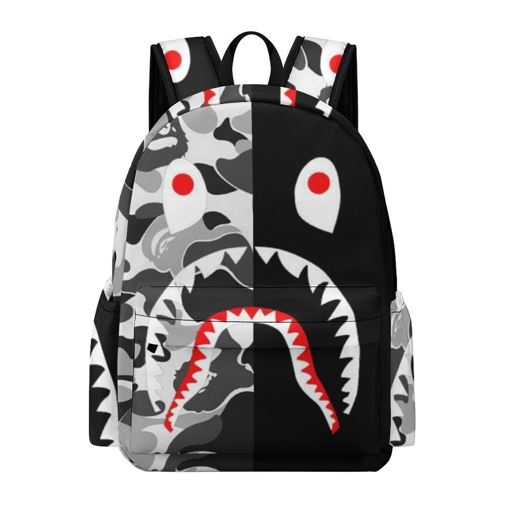bape camo shark leisure backpack 3d printing cute school backpacks ...