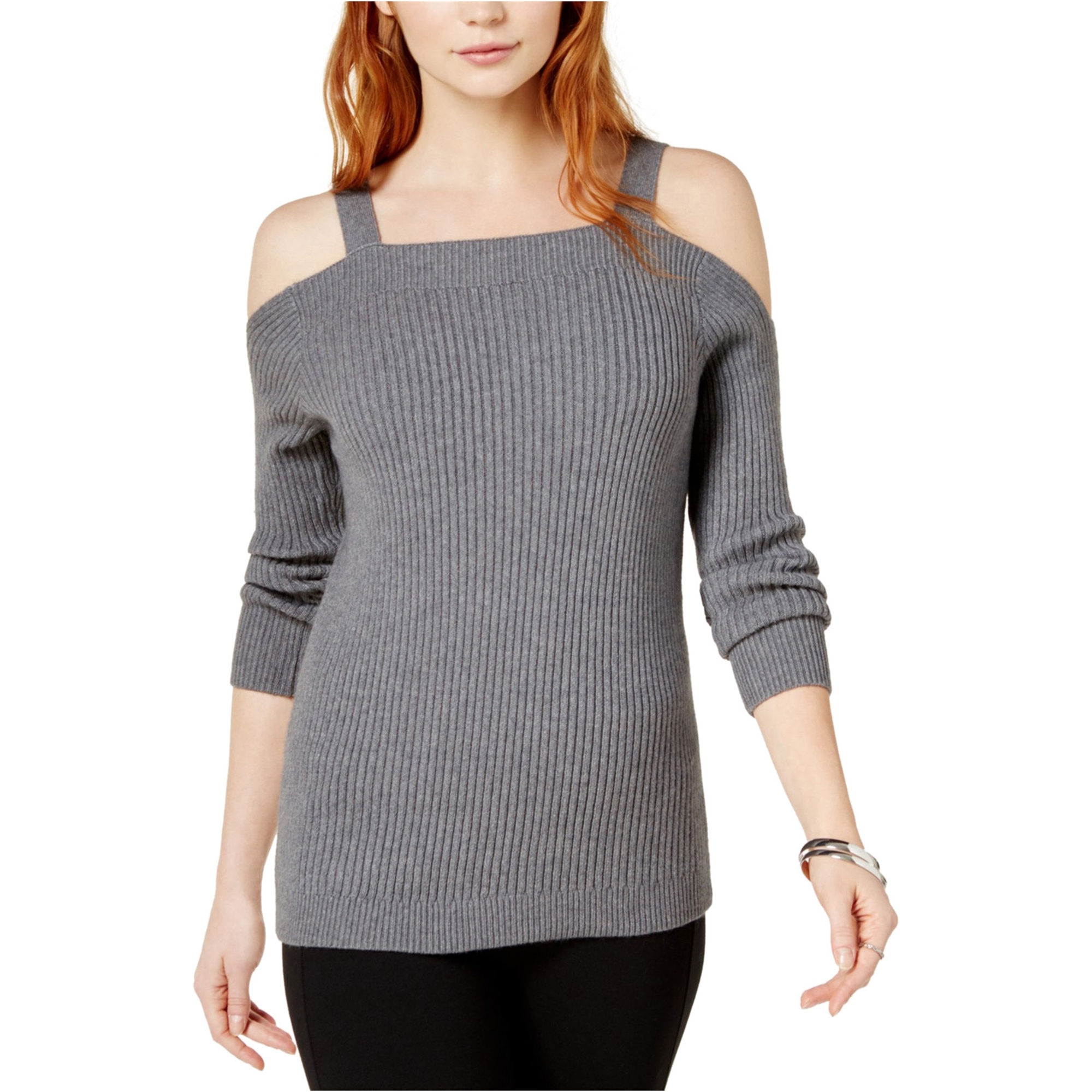 bar III Womens Cold-Shoulder Pullover Sweater, Grey, Large - Walmart.com