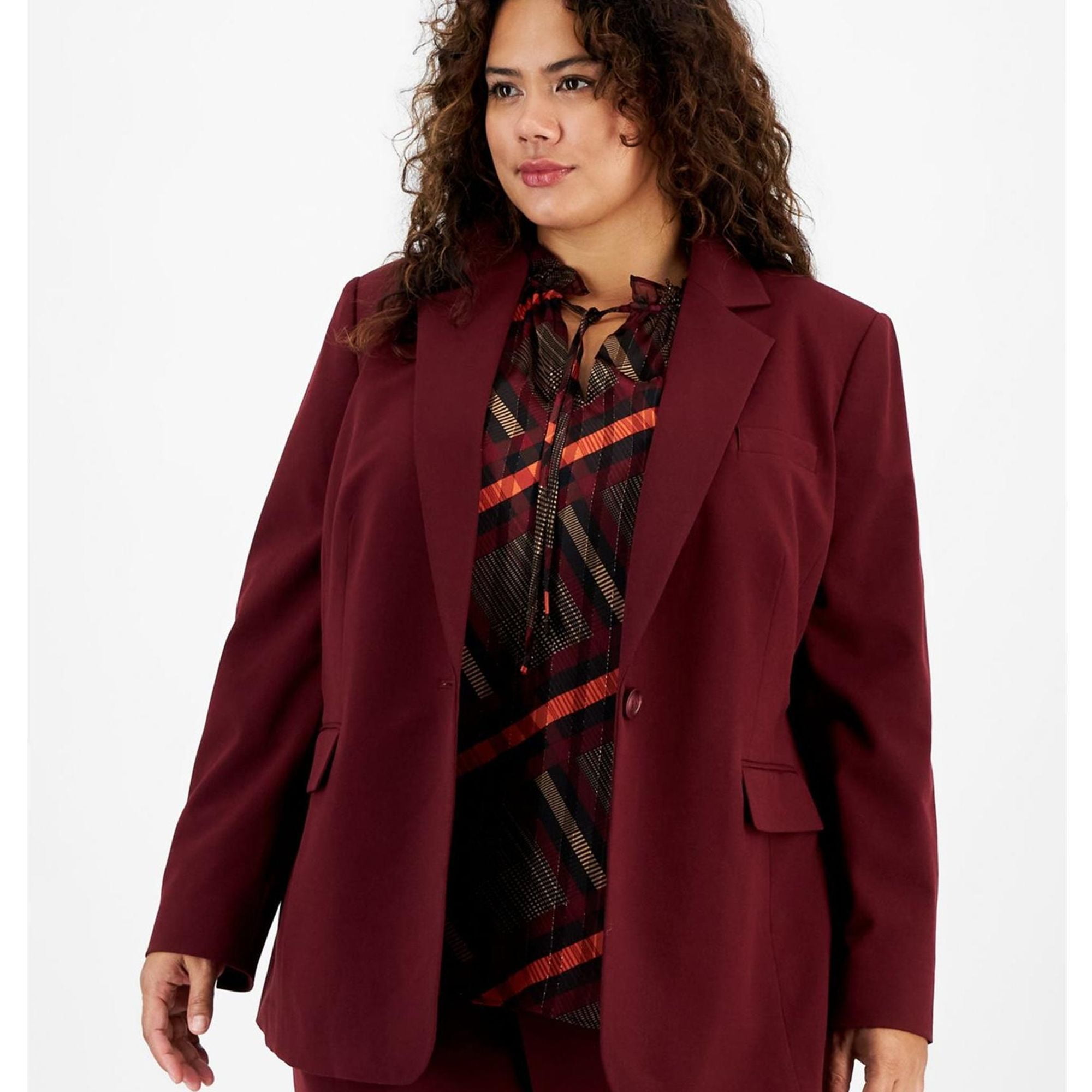 bar III Womens Solid Blazer Jacket, Red, 2X - Walmart.com