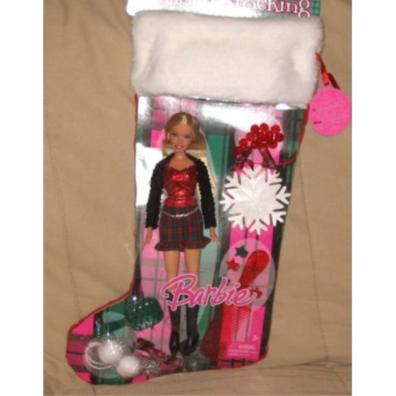 barbie 2007 holiday stocking set - barbie doll in christmas outfit with ...