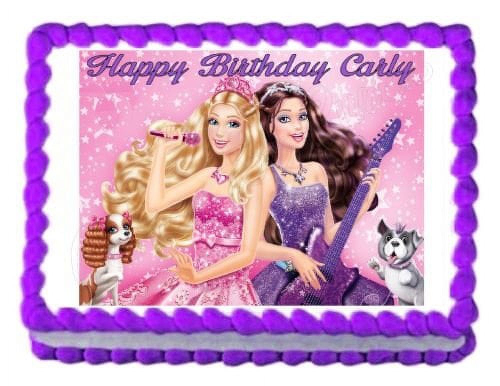 BARBIE Princess and the Popstar edible cake image cake topper frosting ...