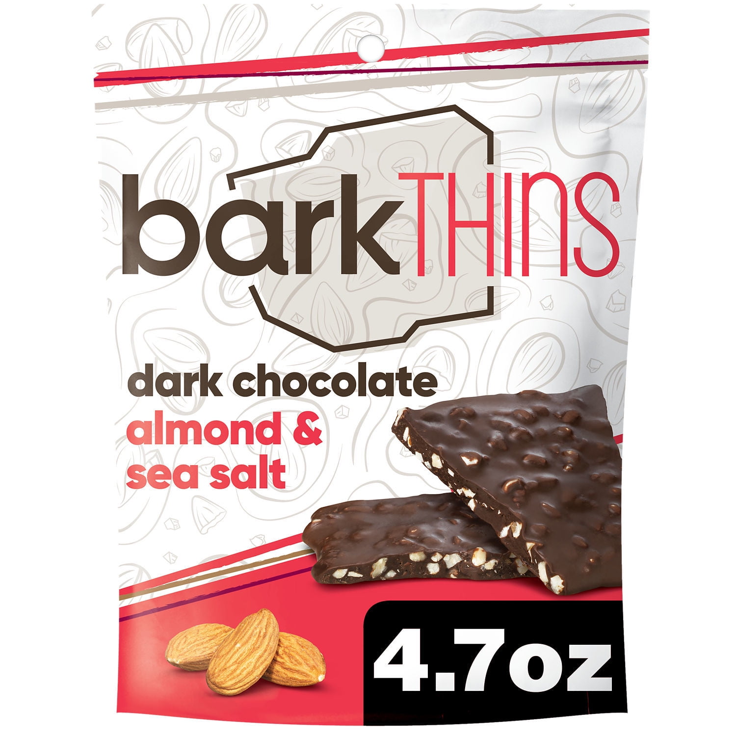barkTHINS Dark Chocolate Almond and Sea Salt Snacking Chocolate Bag, 4. ...