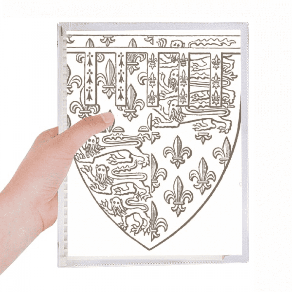 baroque art lion shield illustration pattern notebook loose diary ...