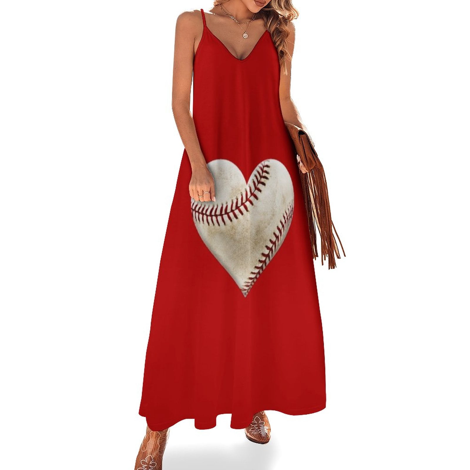 baseball heart Sleeveless Dress women's luxury party dress dresses for ...