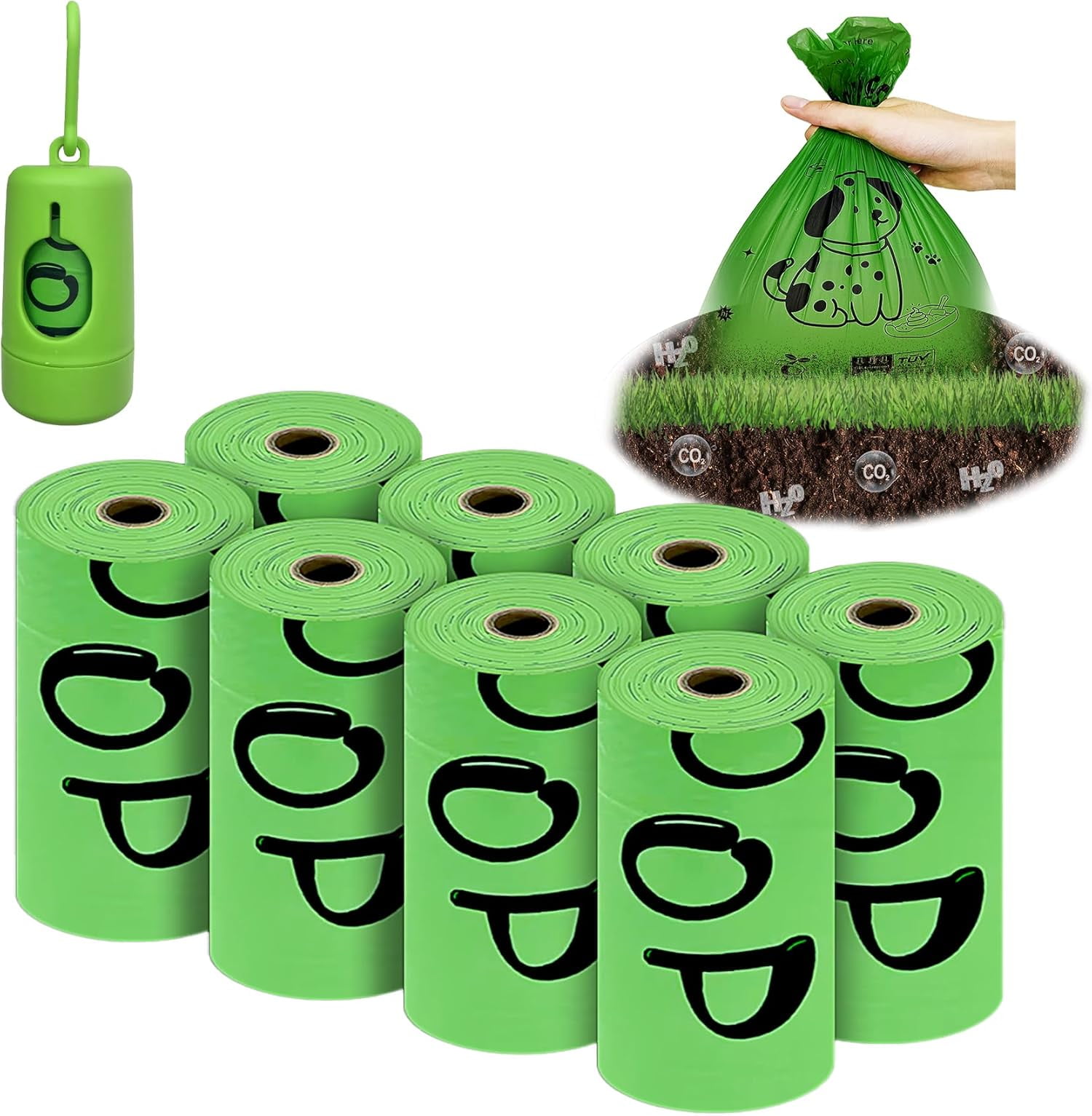 -based Poop Bags Rolls, ASTM D6400 & EN 13432 Compliant, 120 Poop Bags ...