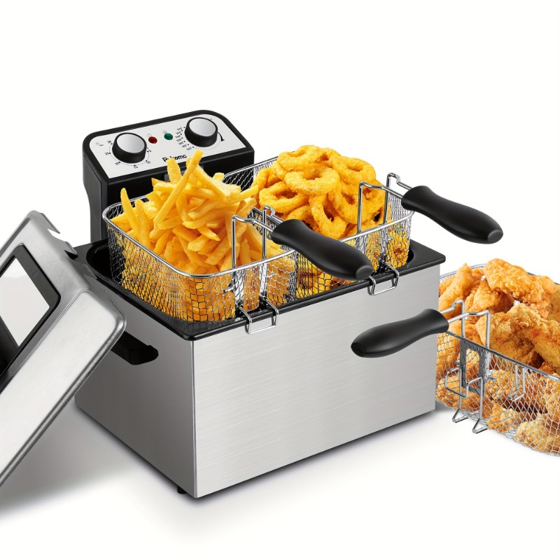 with basket fryer, 1500W household electric fryer, temperature control ...