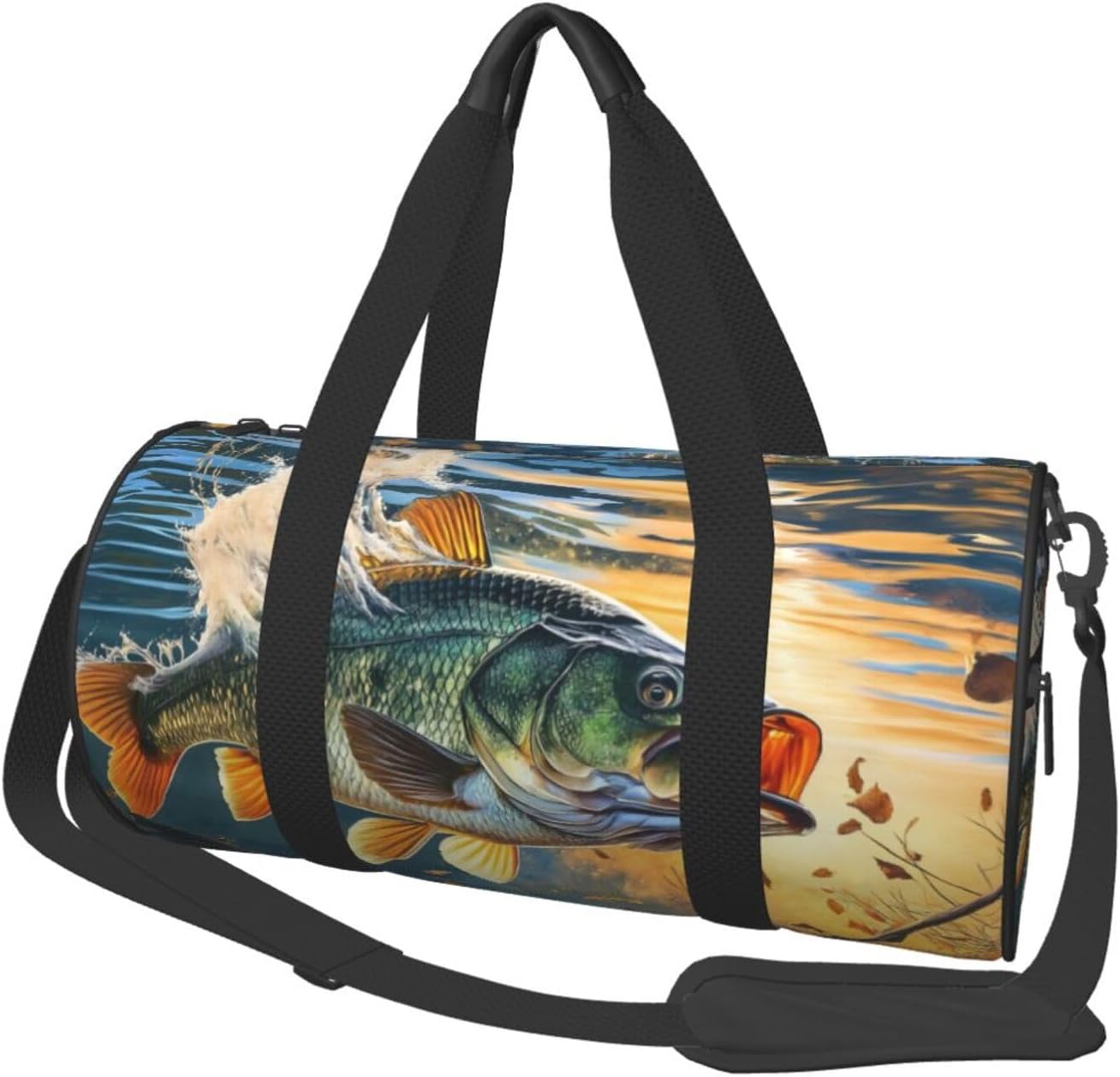 bass fish in the water print Travel Duffel Bag, lightweight Sports Gym ...