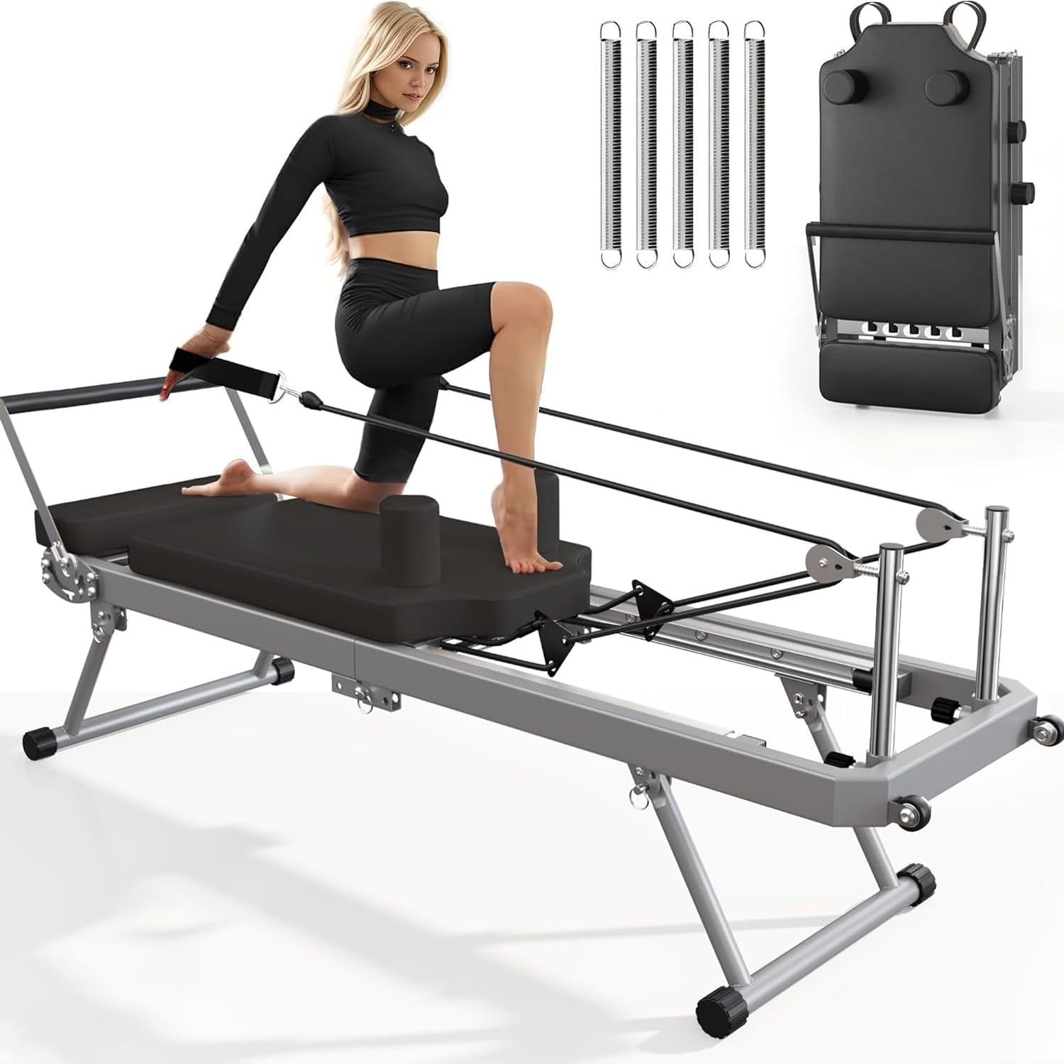bathprove Pilates Reformer Machine for Home Gym Workout, Foldable ...