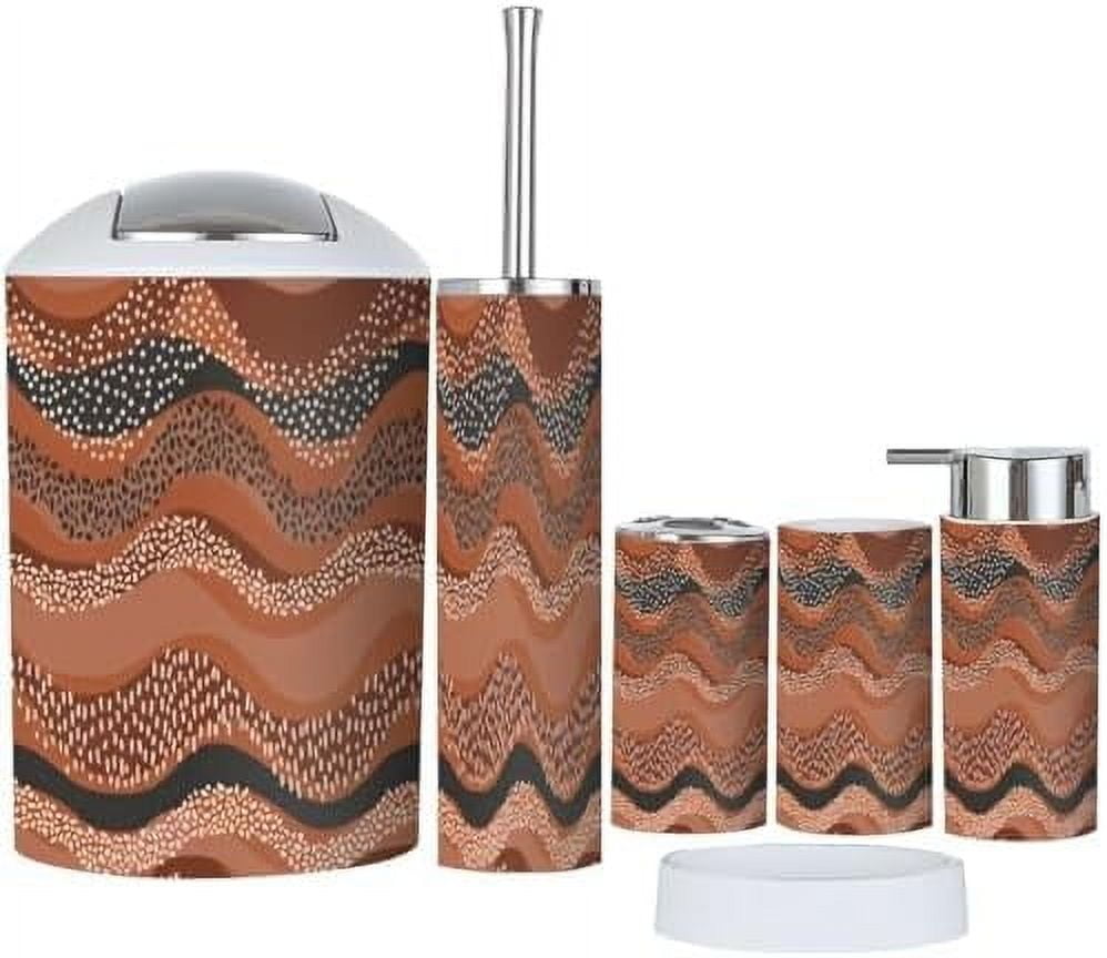 bathroom accessory set 6 piece wavy natural style curly waves minimal ...