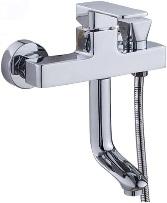 bathtub faucet Wall Mounted Rotatable Shower Tap Brass Cold and Hot Water Bathroom Faucet Chrome ...