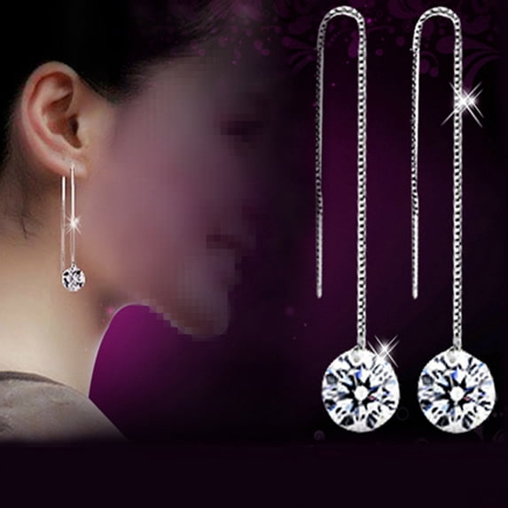 batmeuy 1 Pair Dangler Round Cubic Zirconia Anti-Corrosion Cubic ...