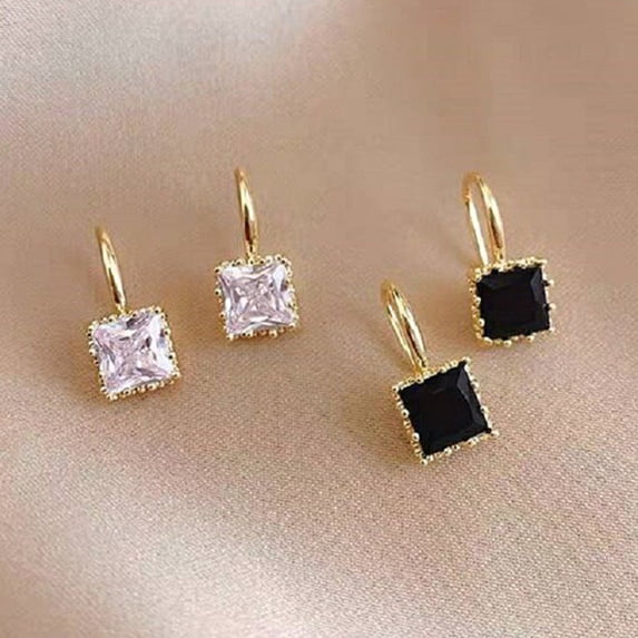 batmeuy 1 Pair Stud Earrings Square Shape Rhinestone Jewelry Fashion ...