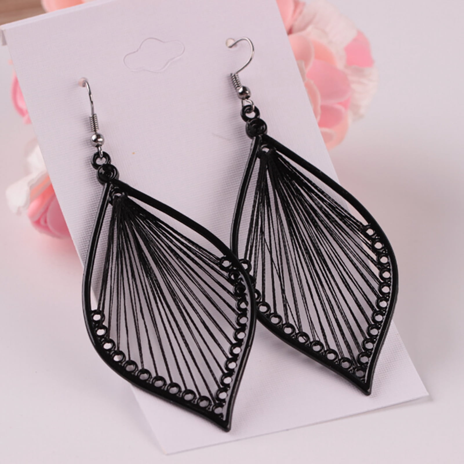 batmeuy 1 Pairs Eardrop Hollow Out Jewelry Gift Alloy Women Leaf Dangle ...