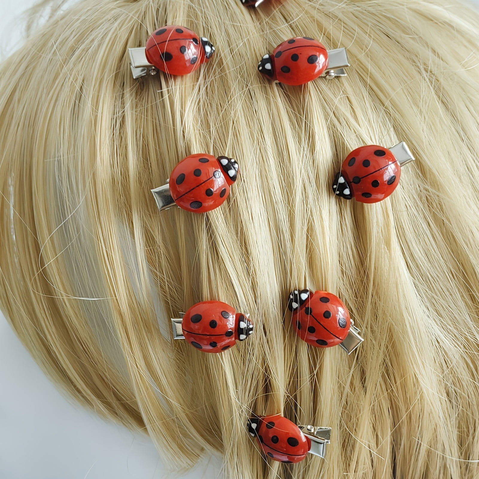 batmeuy 10Pcs Women Hair Clips Anti-slip Teeth Ladybug Decor Hairpins ...