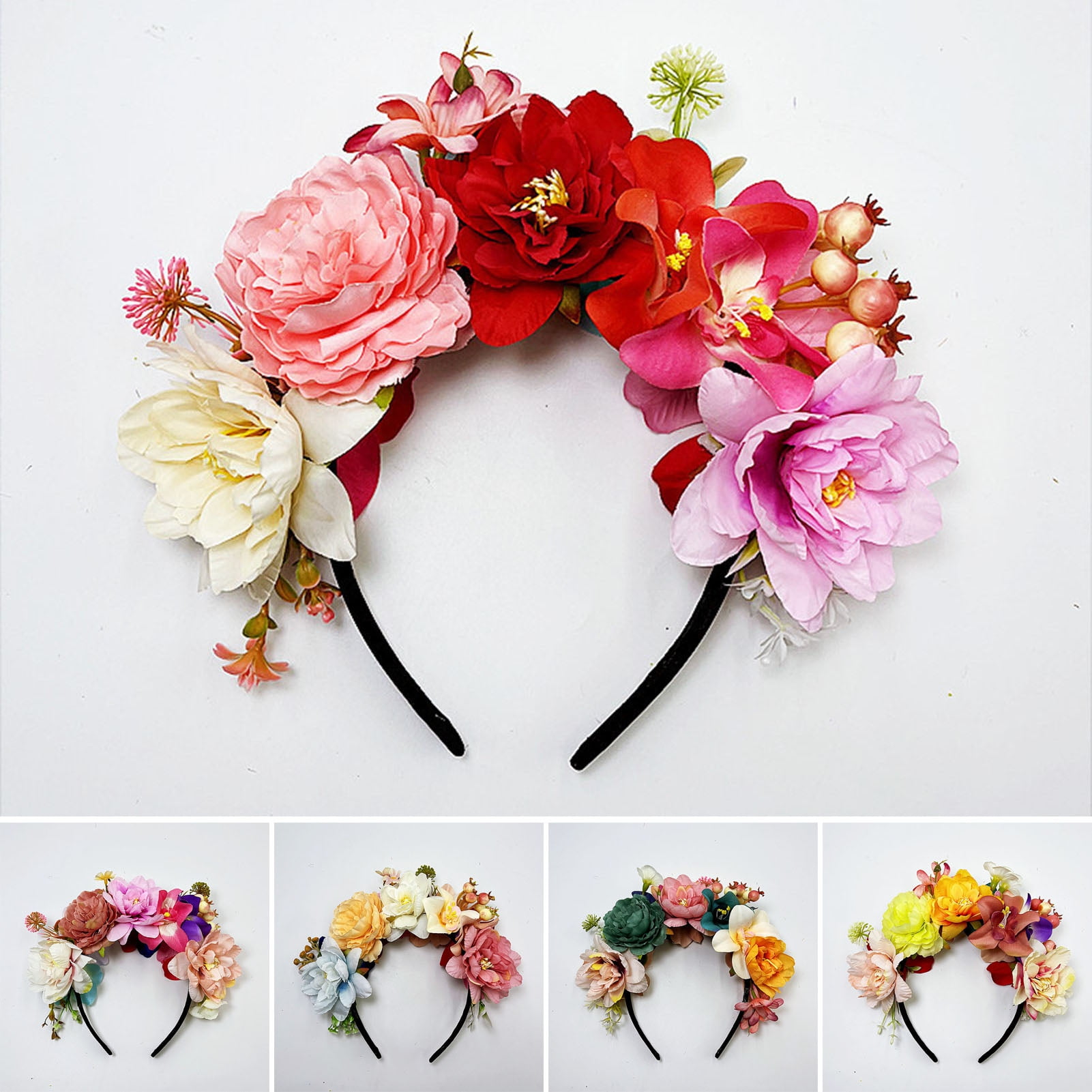 batmeuy Imitation Flower Decor Hair Hoop Elastic Design Travel Party ...