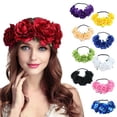 batmeuy Rose Headband Handmade Hair Hoop with 5 Artificial Roses High ...