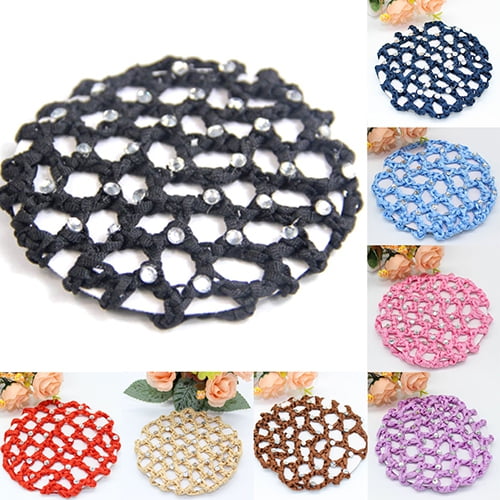 batmeuy Women Bun Cover Hair Net Ballet Dance Skating Rhinestone ...