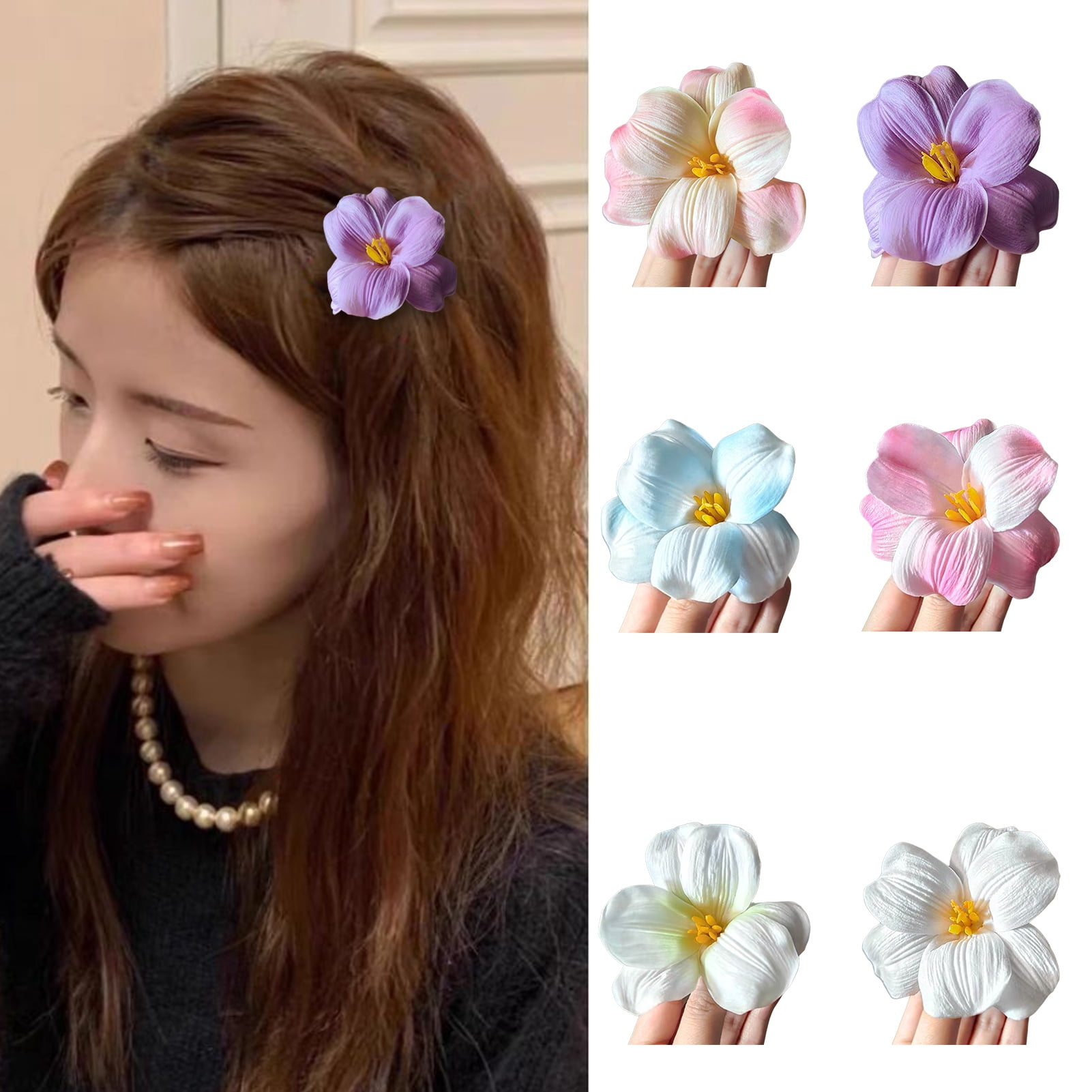 batmeuy Women Hair Clip 3D Flower Decor Side Bang Hair Pin Summer Beach ...