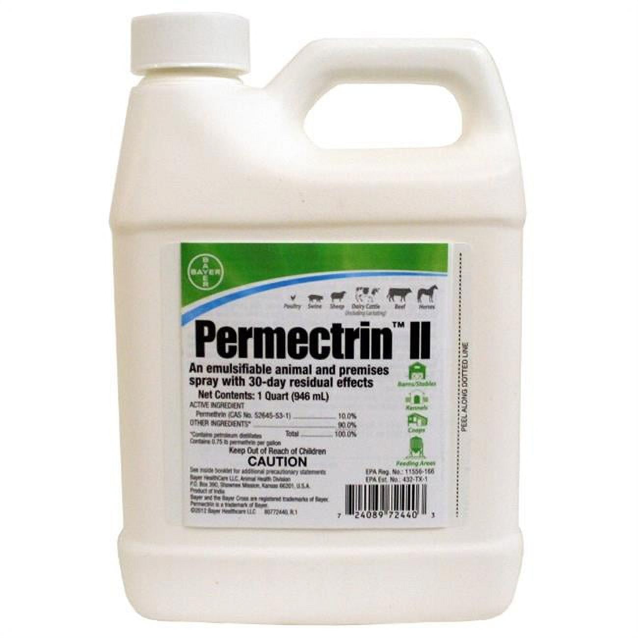 Bayer Permethrin II Insecticide - 32 Ounce, Kills Mites, Treatment ...
