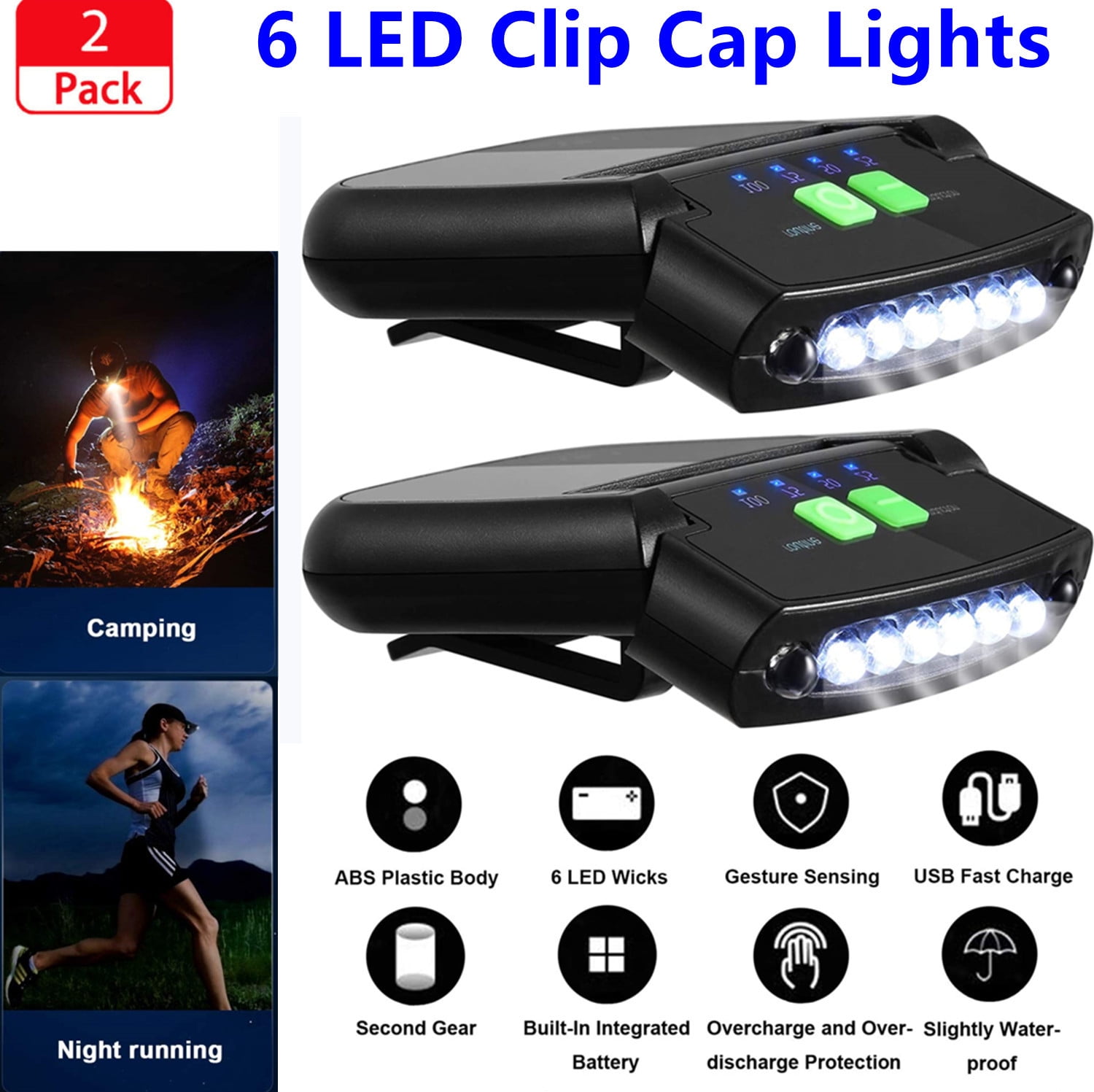 bblack Friday LED Clip on Cap Lights USB Rechargeable Cap Flashlight ...