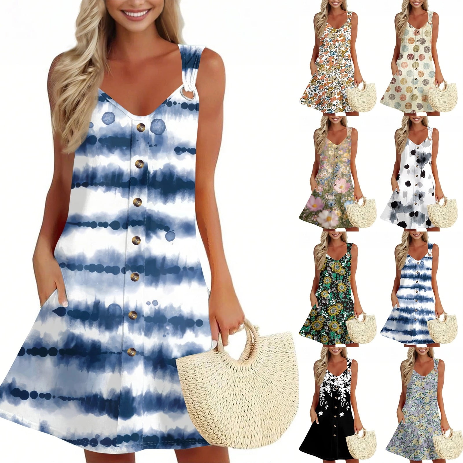 bbyeadc 2025 Causal Summer Dress for Women with O Ring Floral ...