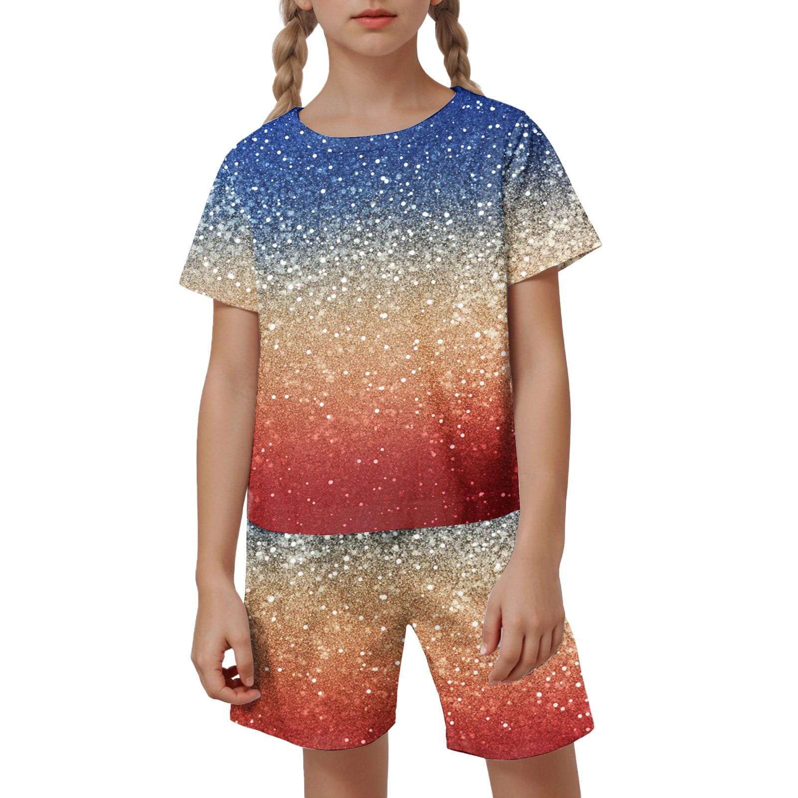 bbyeadc 4th Of July 2 Pieces Set for Girls Loose Patriotic Red White ...